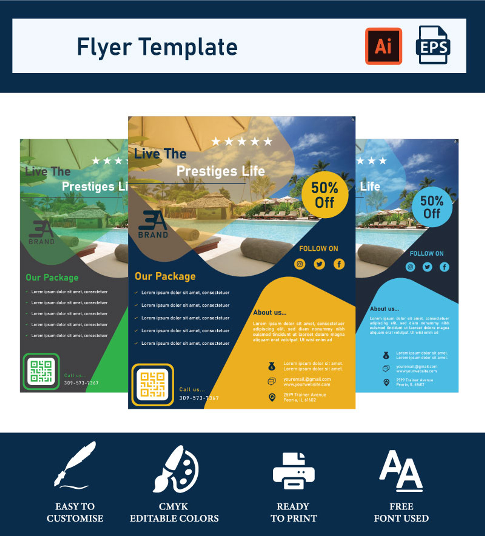 Summer Vacation Flyer Template – Fully Editable & Print-Ready Design
