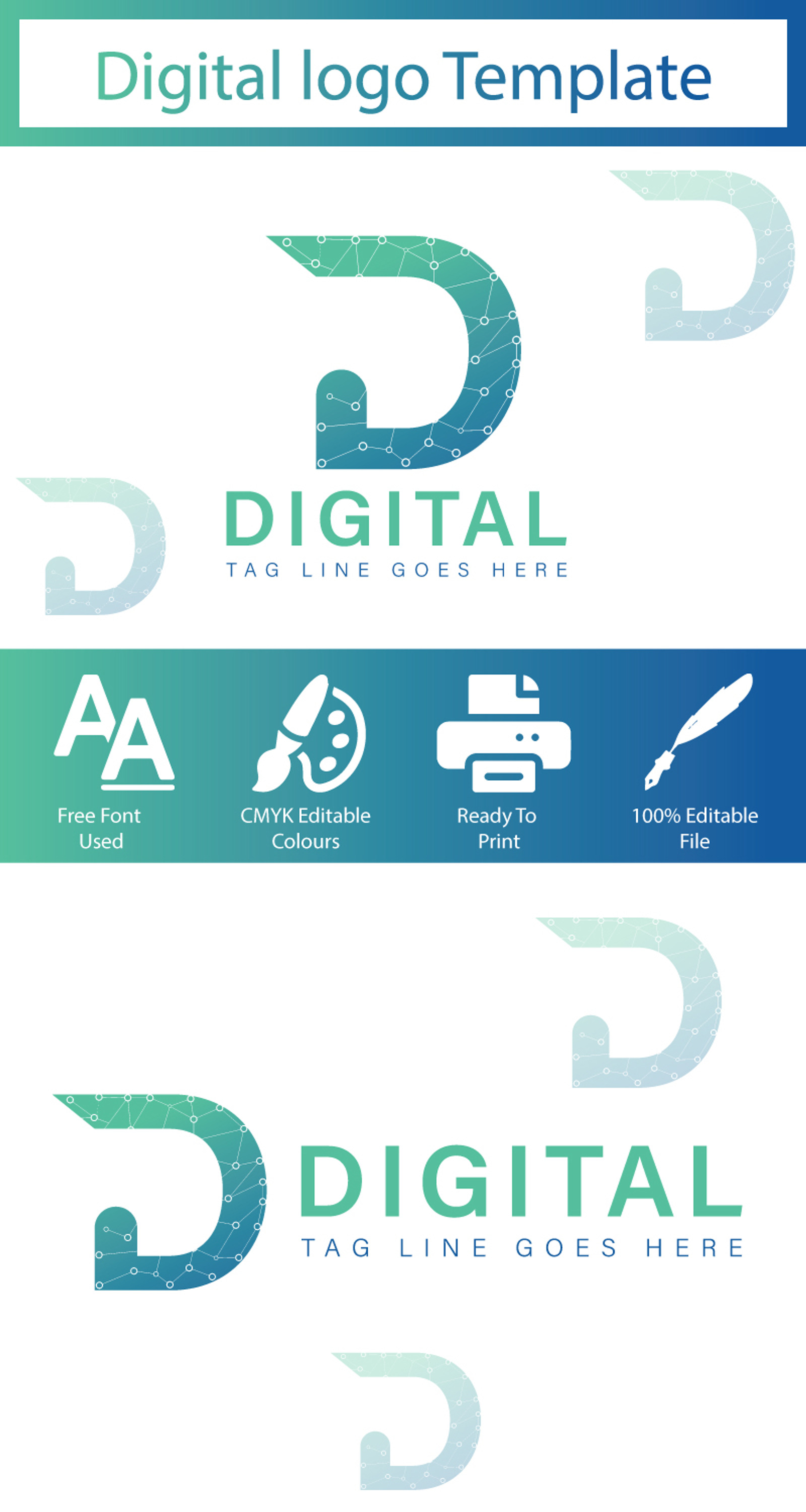 D Letter Logo - Digital Logo Template - TemplateMonster