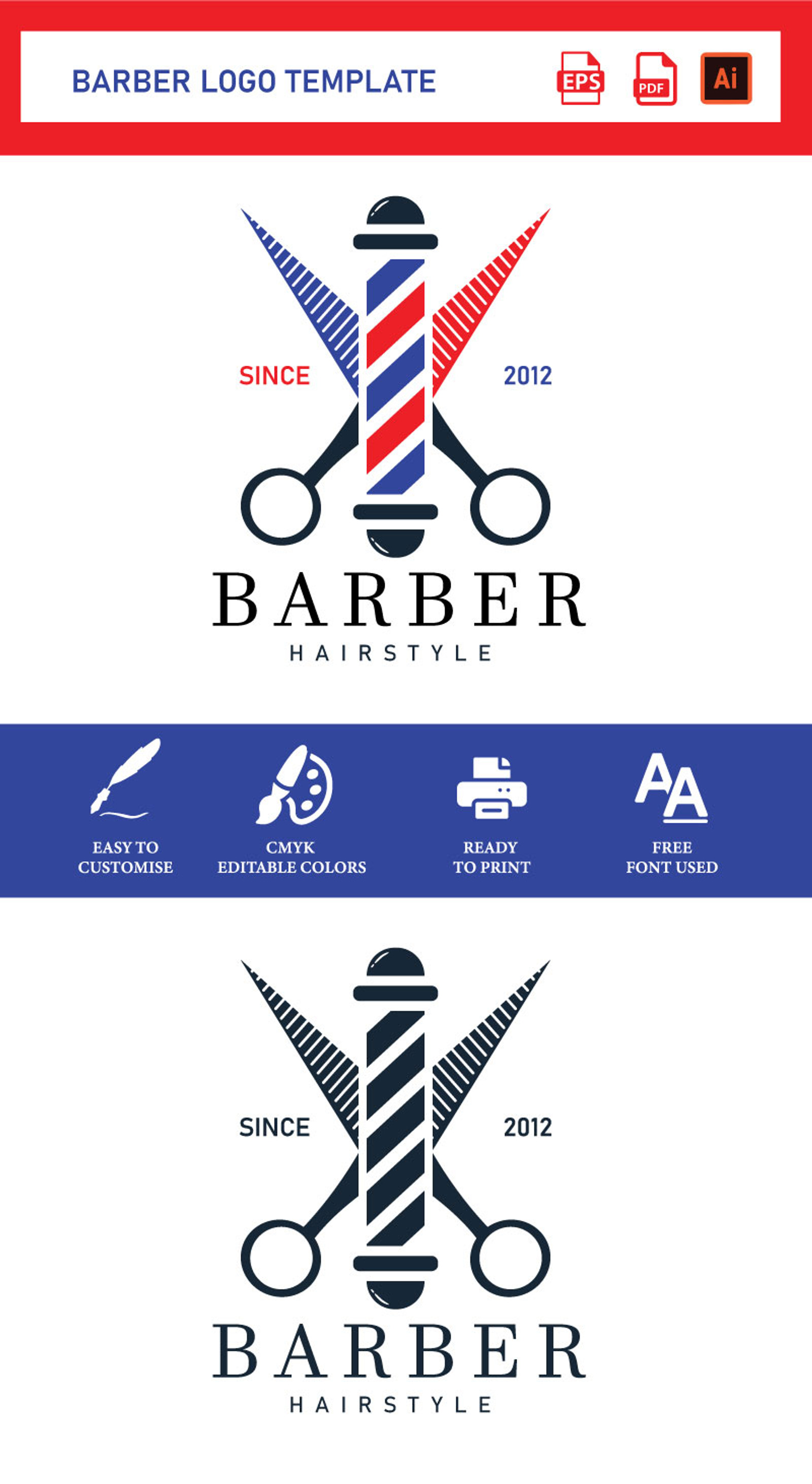 Sculpted Elegance: Barber Logo Template for Timeless Style