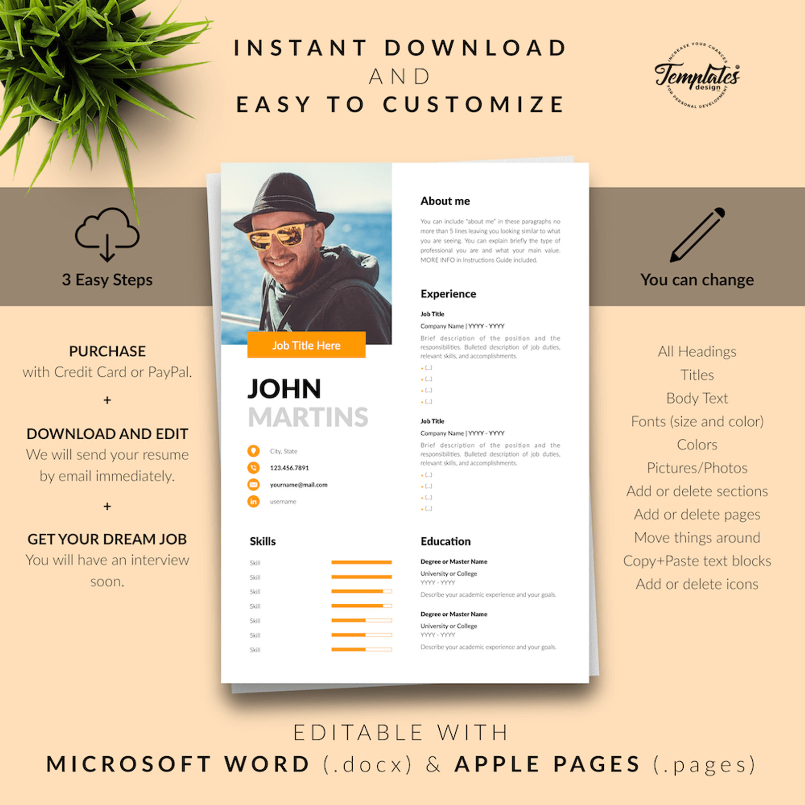 John Martins - Modern CV Resume Template with Cover Letter for ...