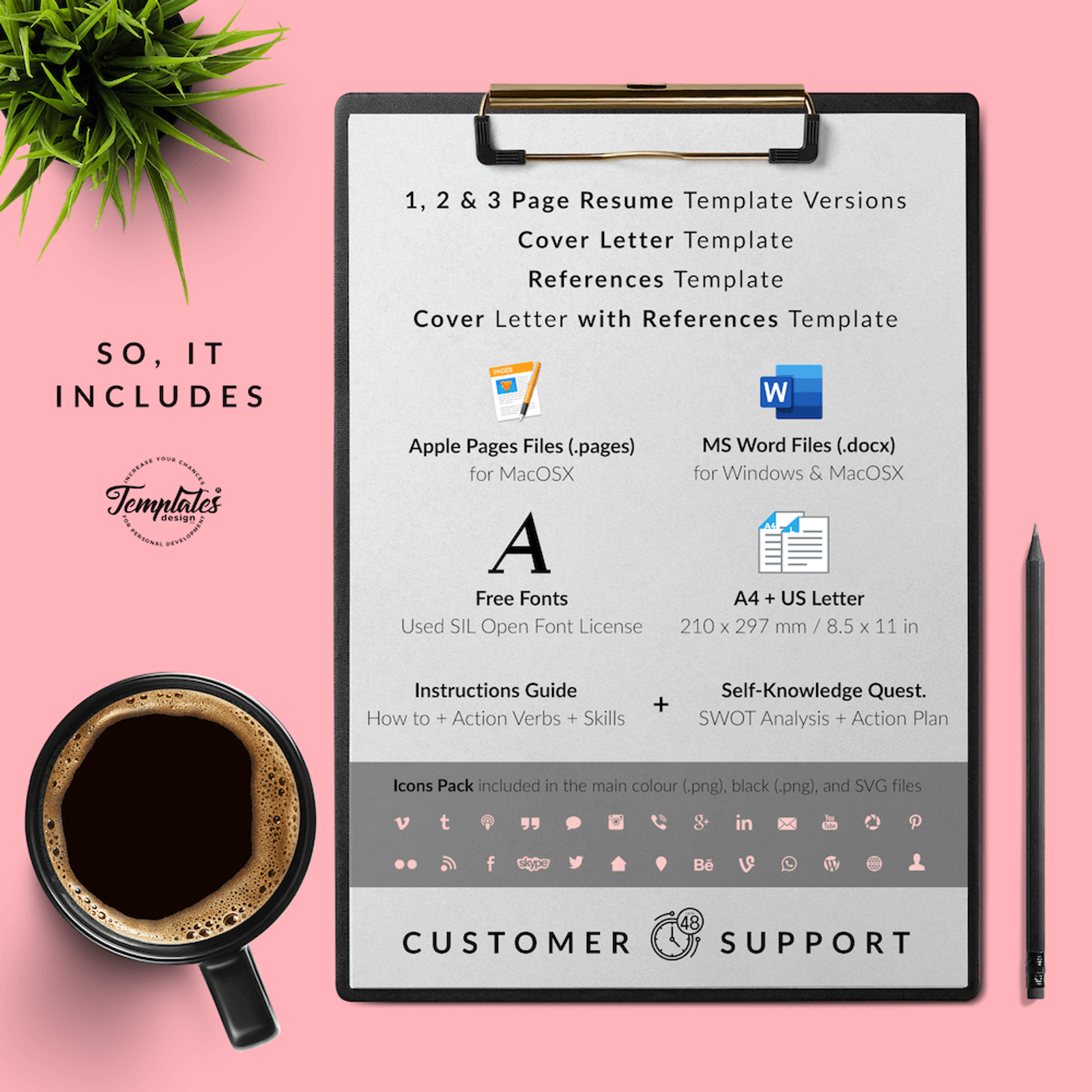 Lucy Phillips - Modern CV Resume Template with Cover Letter for ...