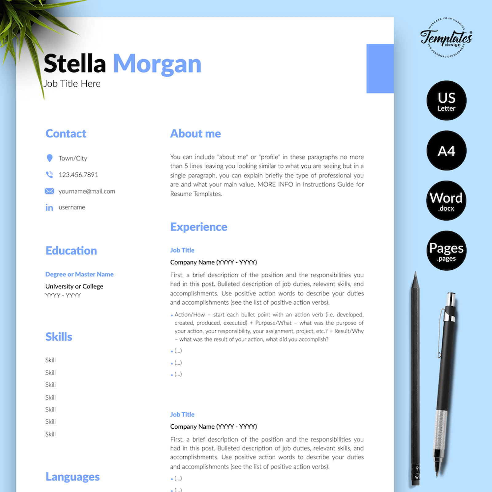 Stella Morgan - Clean CV Resume Template with Cover Letter for ...