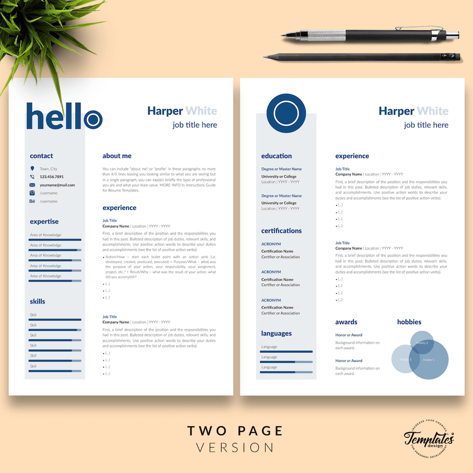 Harper White - Creative CV Resume Template with Cover Letter for ...