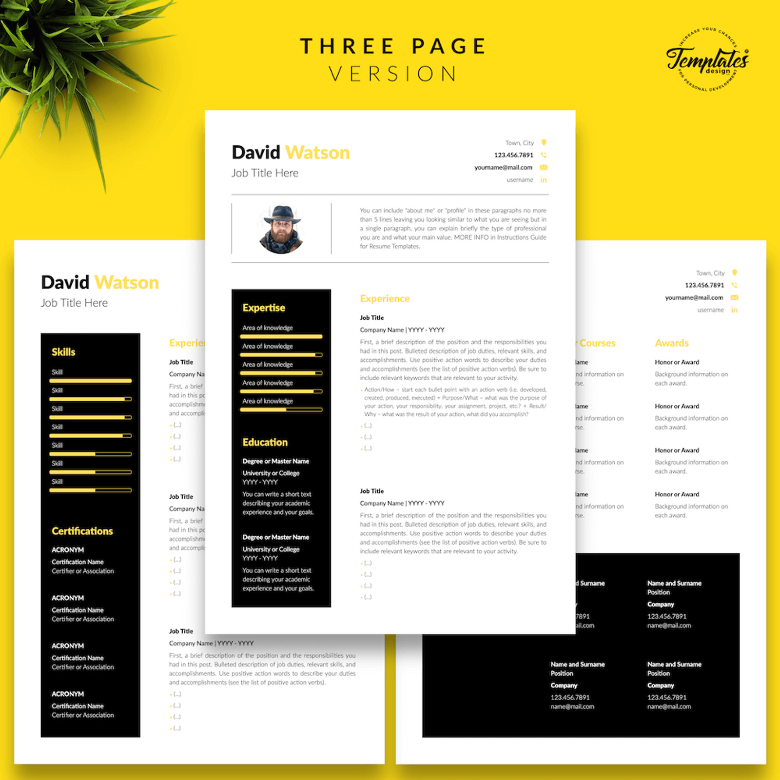 David Watson - Creative CV Resume Template with Cover Letter for ...