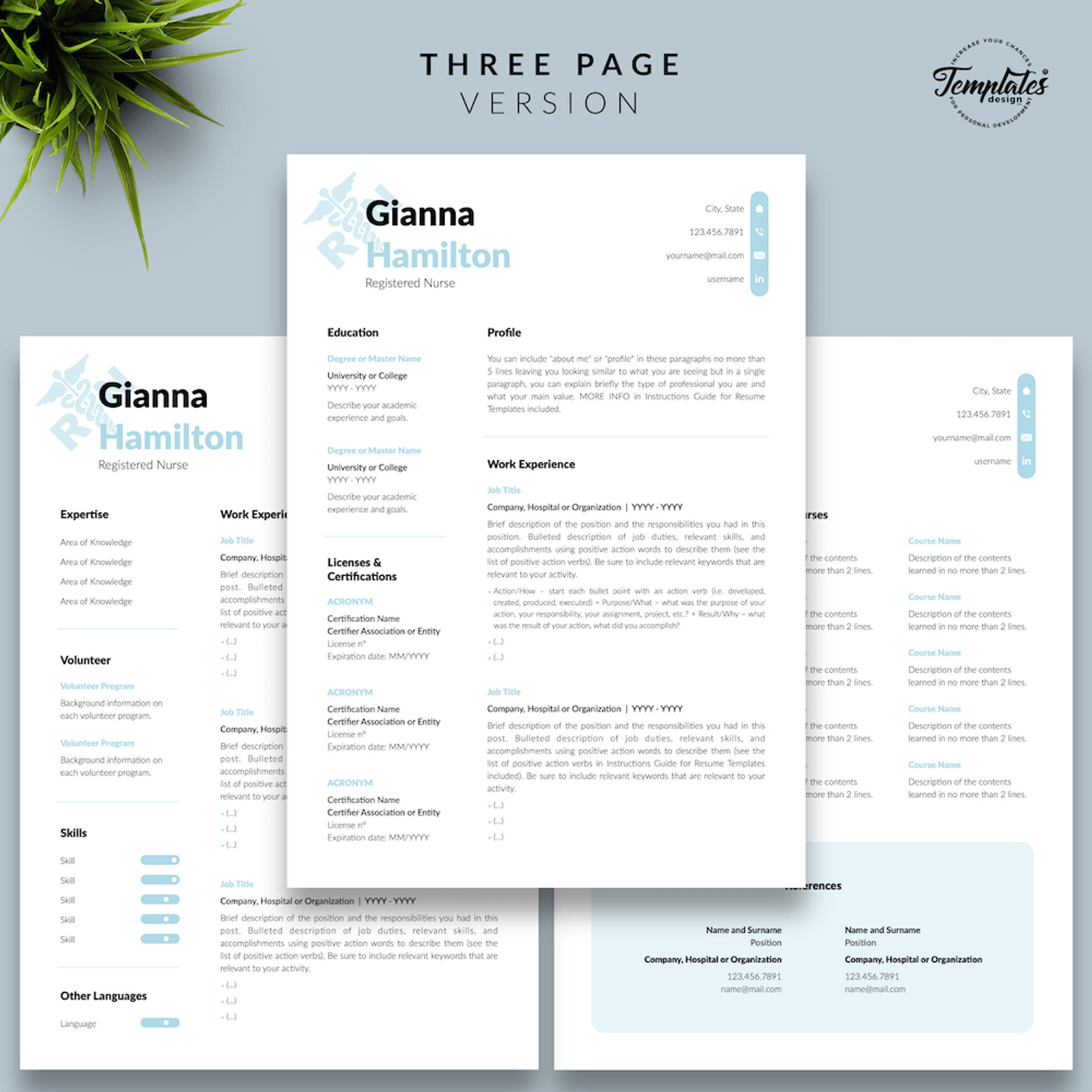 Gianna Hamilton - Nurse CV Resume Template with Cover Letter for ...