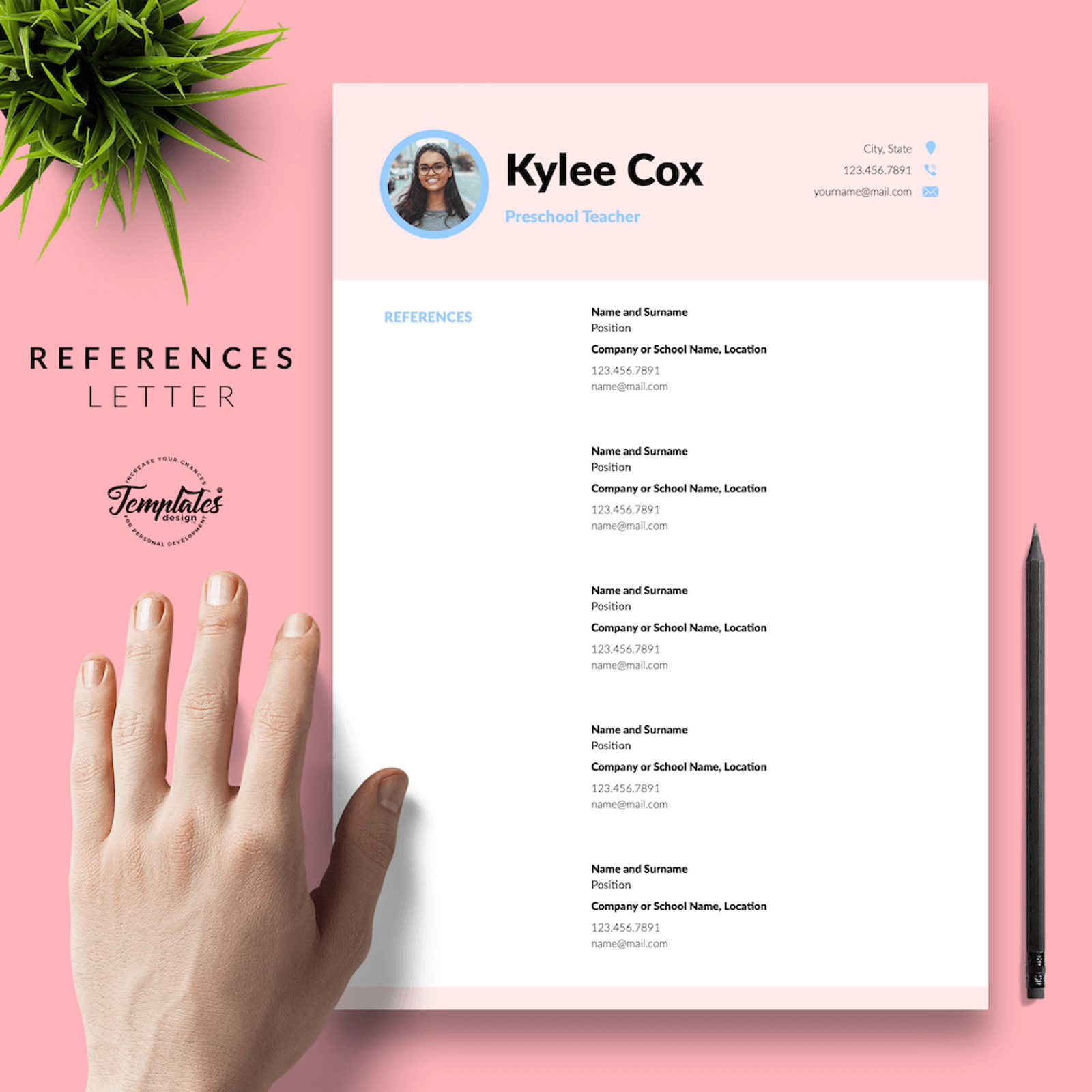 Kylie Cox - Teacher CV Resume Template with Cover Letter for Microsoft ...