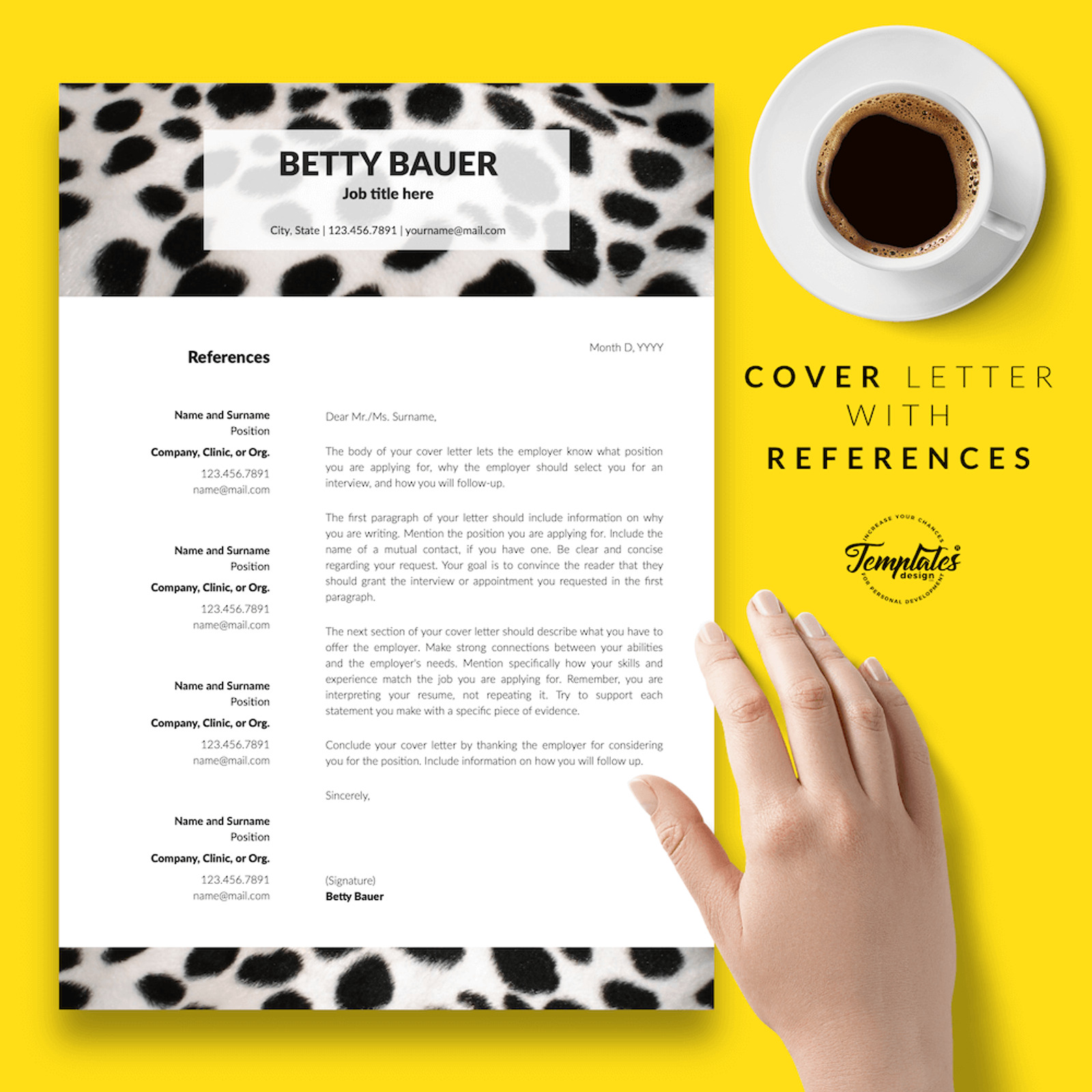 Betty Bauer - Animal Care Resume Template with Cover Letter for ...