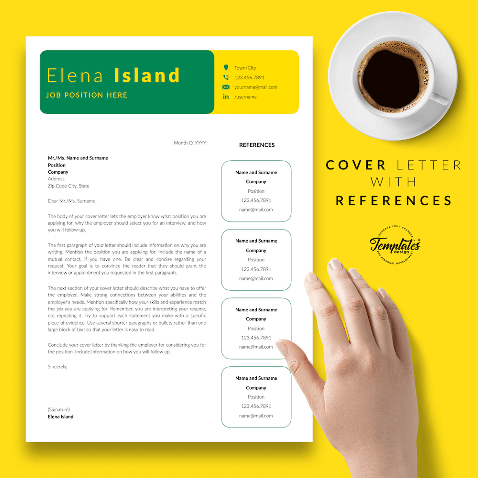 Elena Island - Creative CV Resume Template with Cover Letter for ...