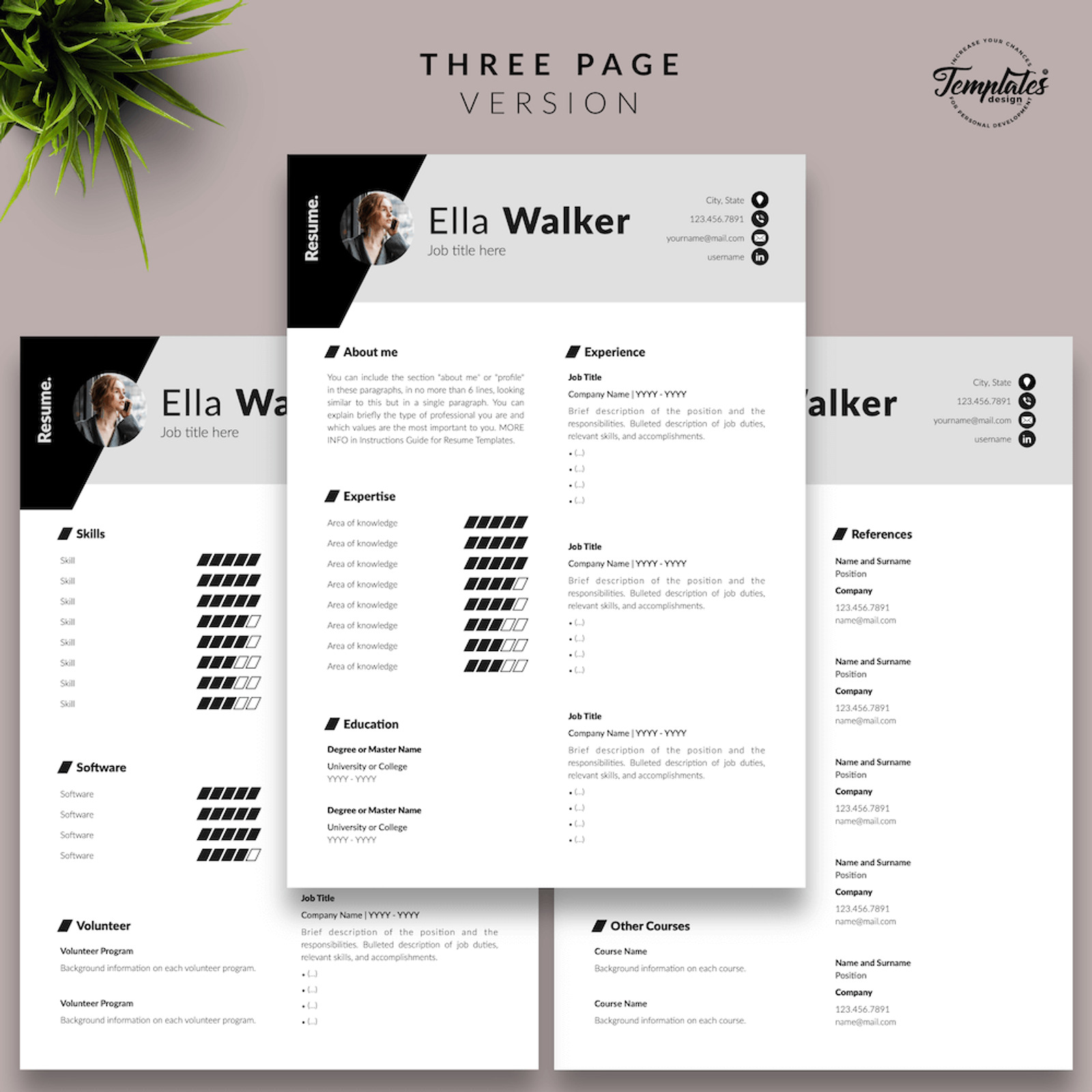 Ella Walker - Creative Resume Template with Cover Letter for Microsoft ...