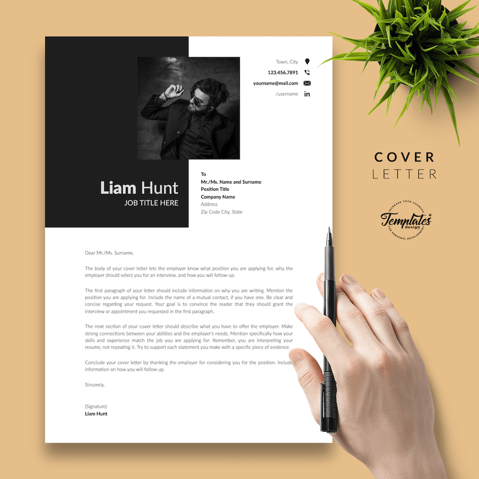 Liam Hunt - Modern CV Resume Template with Cover Letter for Microsoft ...