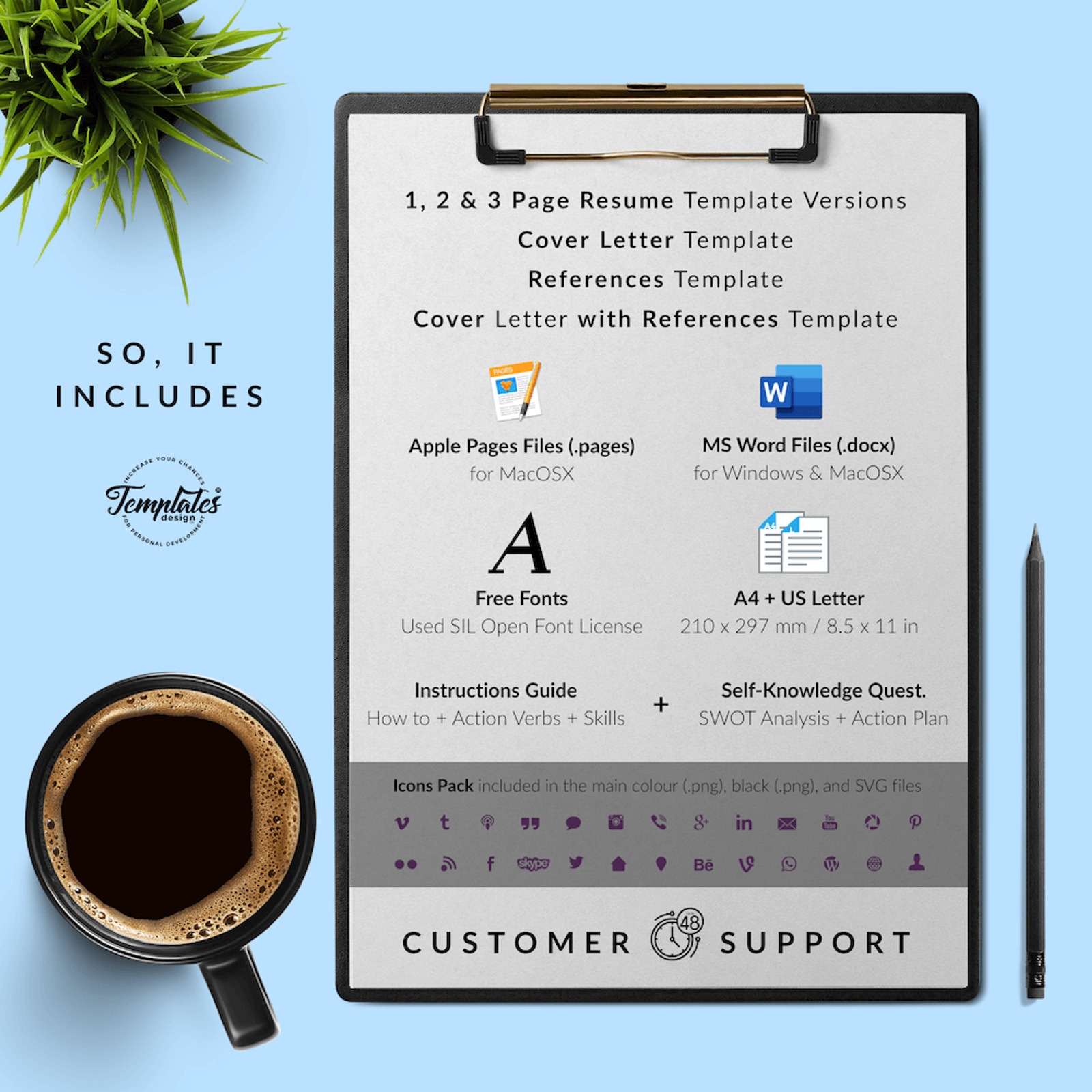 Hailey Shaw - Modern CV Resume Template with Cover Letter for Microsoft ...