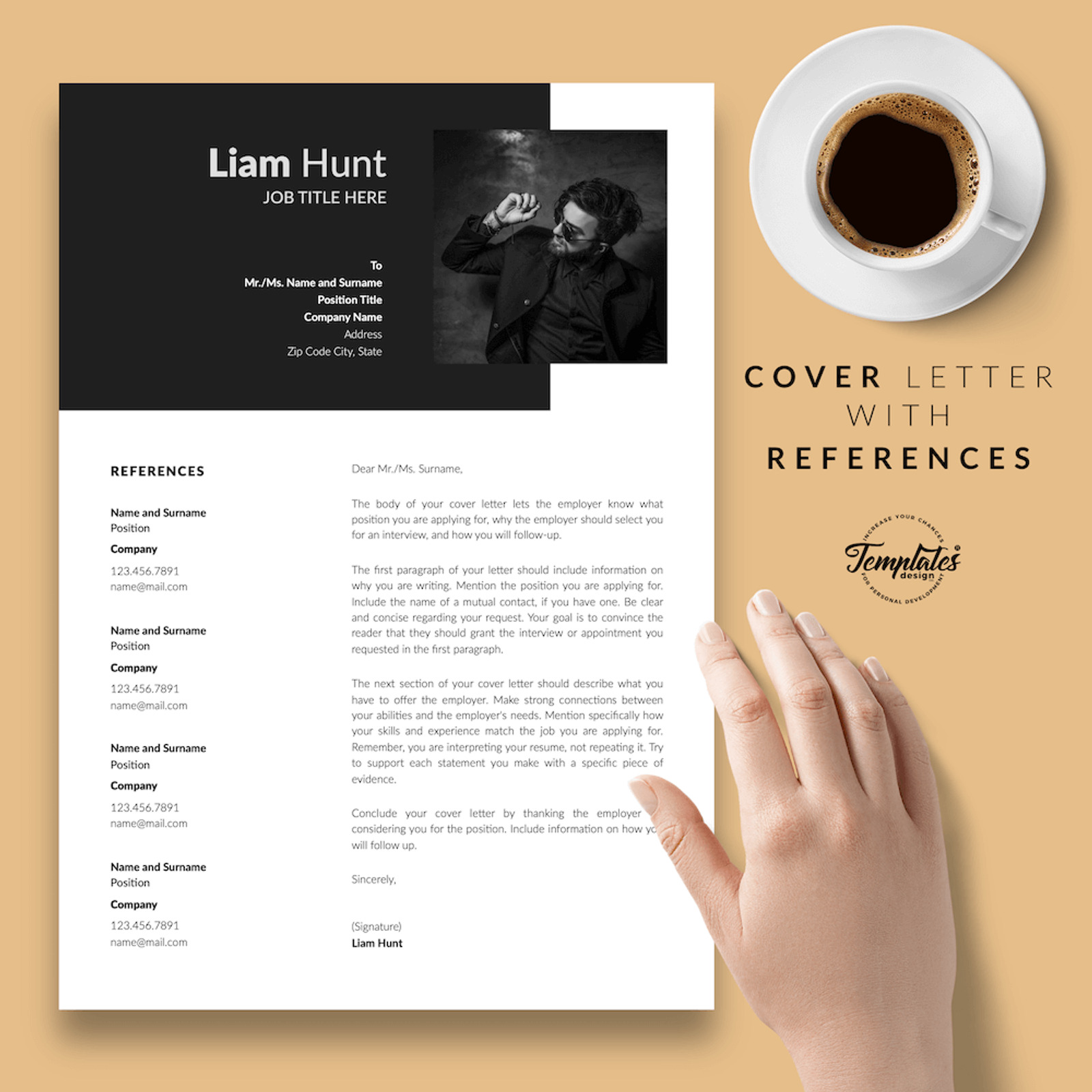 Liam Hunt - Modern CV Resume Template with Cover Letter for Microsoft ...