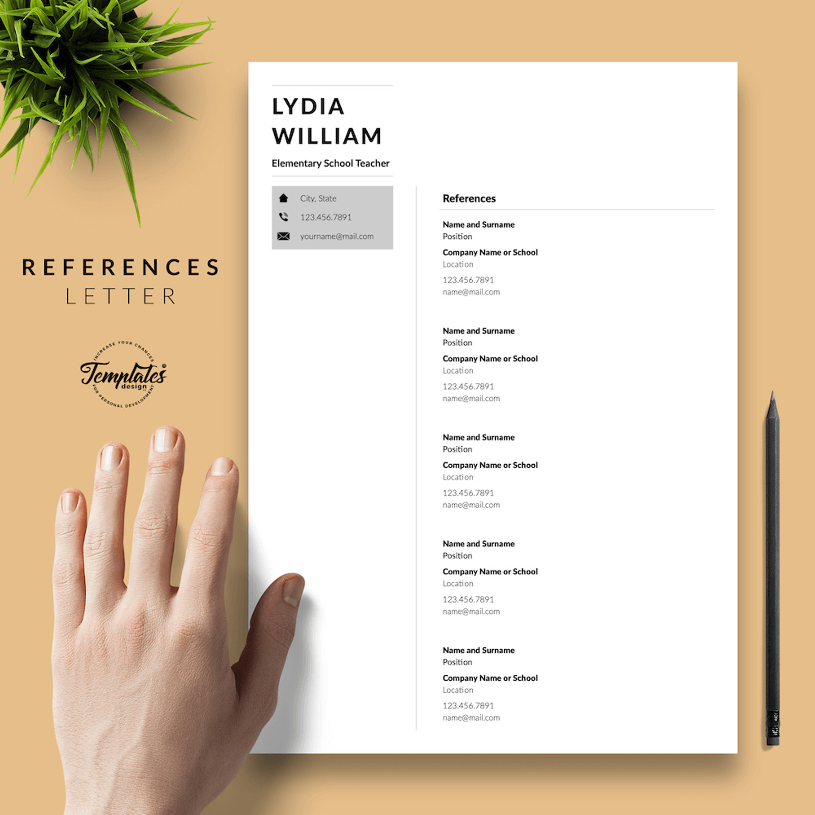 Lydia William - Teacher CV Resume Template with Cover Letter for ...