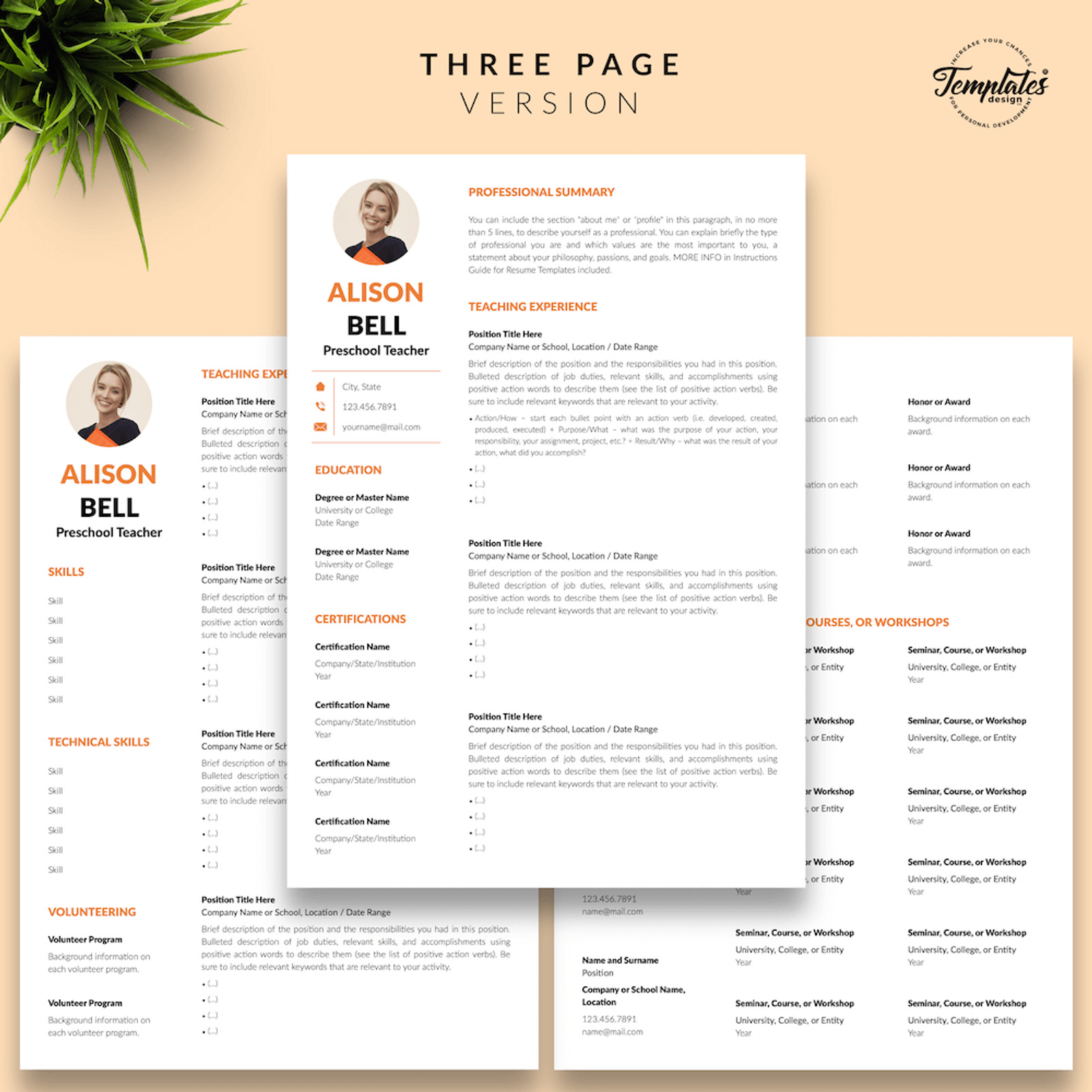 Alison Bell - Teacher CV Resume Template with Cover Letter for ...