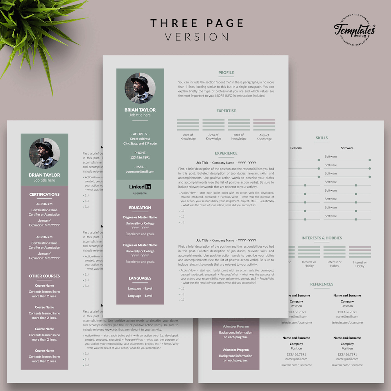 Brian Taylor - Modern CV Resume Template with Cover Letter for ...