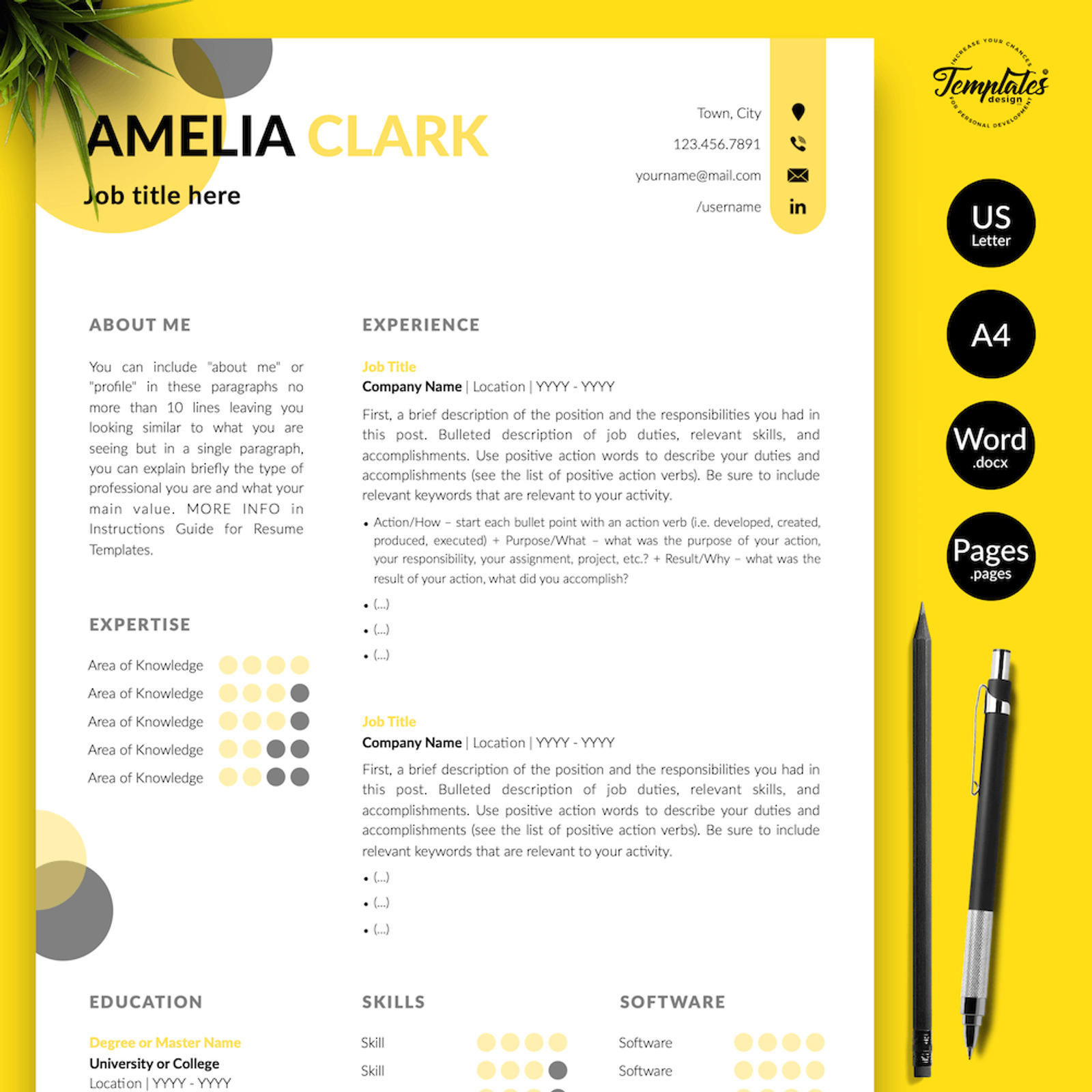 Amelia Clark - Creative CV Resume Template with Cover Letter for ...