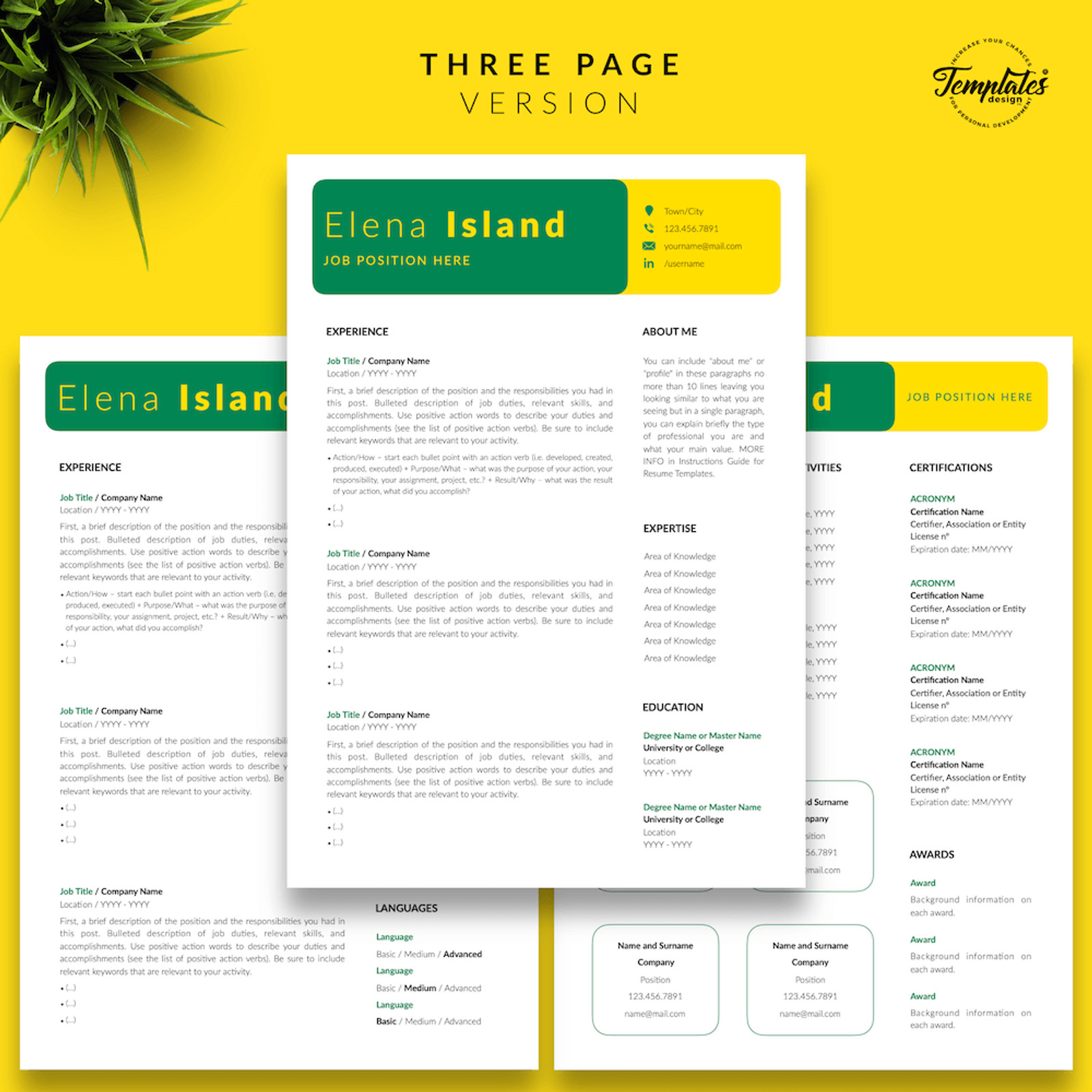 Elena Island - Creative CV Resume Template with Cover Letter for ...