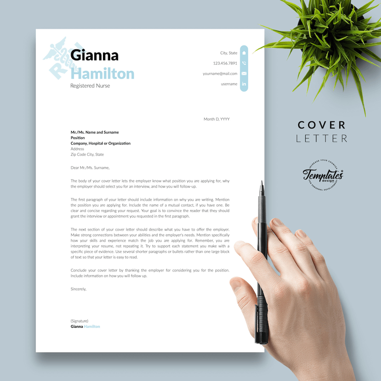 Gianna Hamilton - Nurse CV Resume Template with Cover Letter for ...