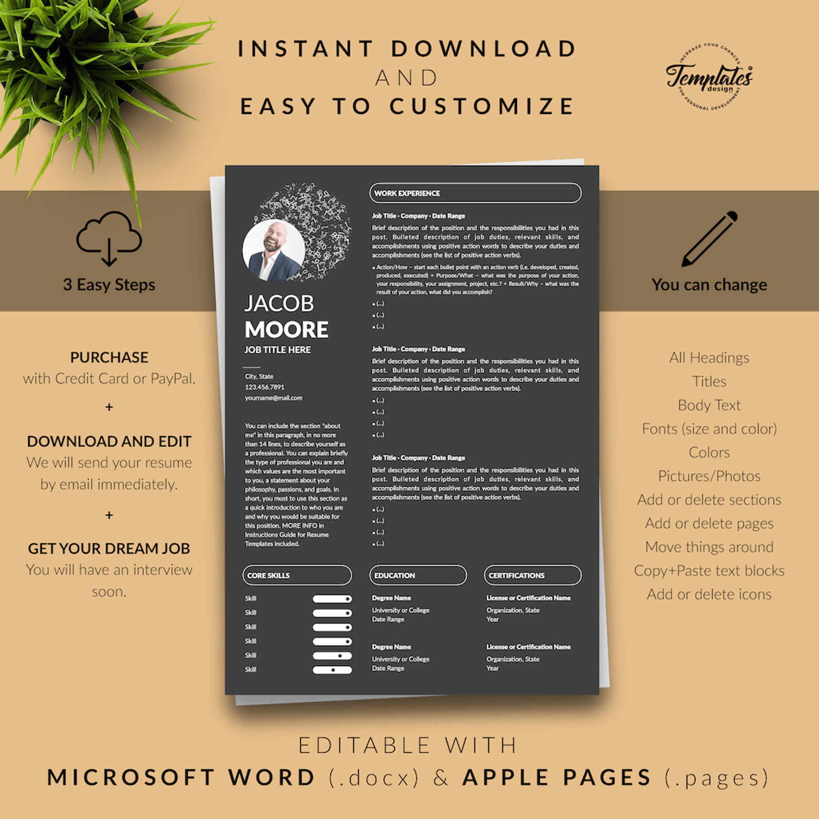 Jacob Moore - Creative CV Resume Template with Cover Letter for ...