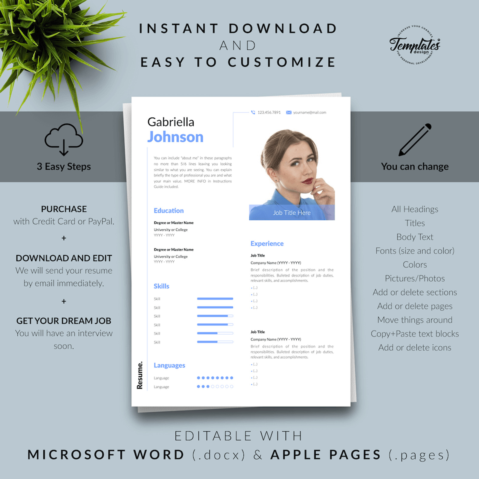 Gabriella Johnson - Creative CV Template with Cover Letter for ...