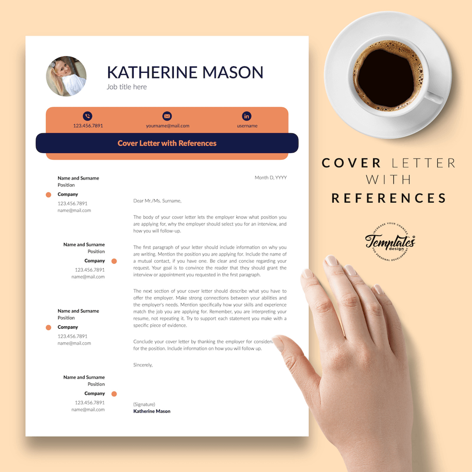 Katherine Mason - Creative CV Template with Cover Letter for Microsoft ...