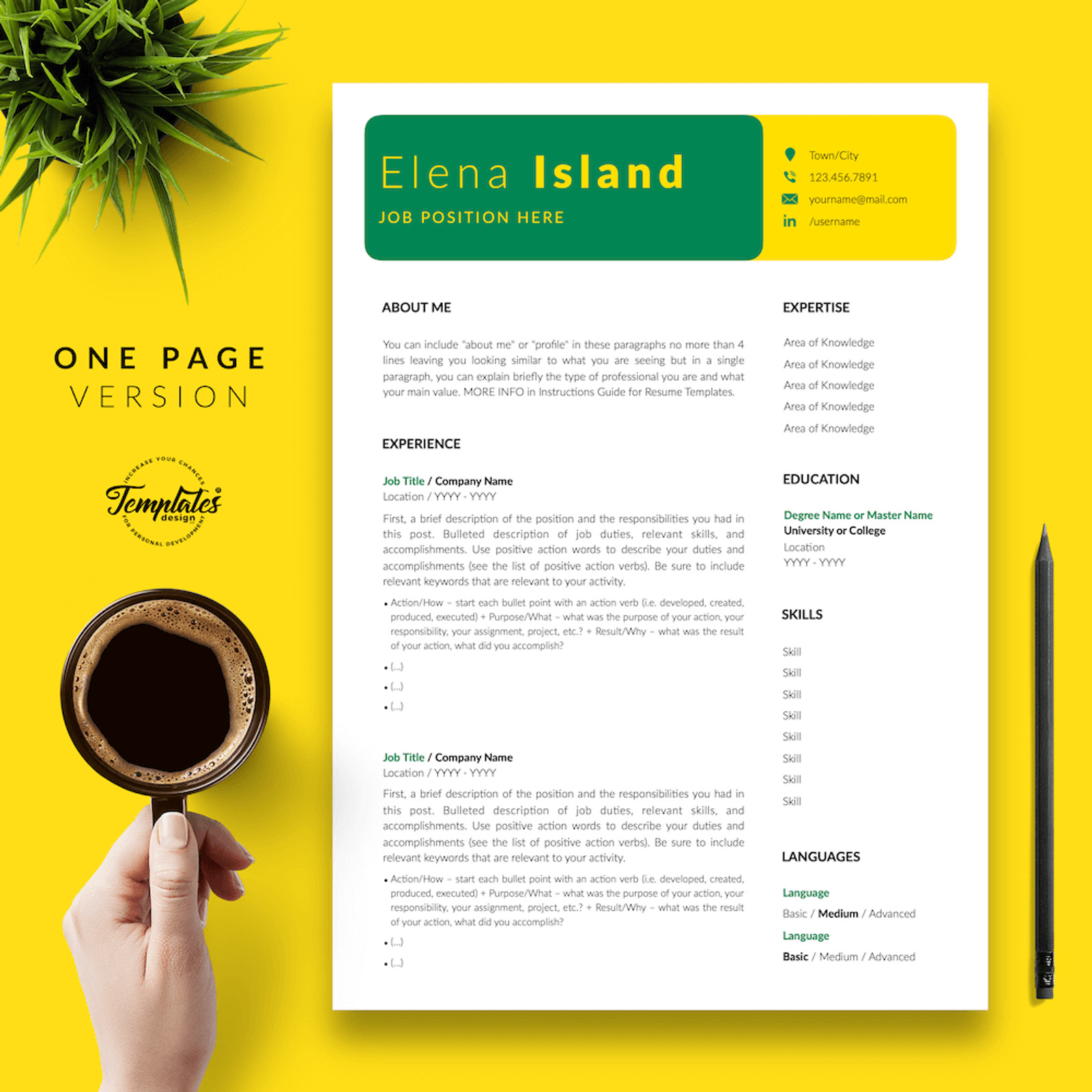 Elena Island - Creative CV Resume Template with Cover Letter for ...