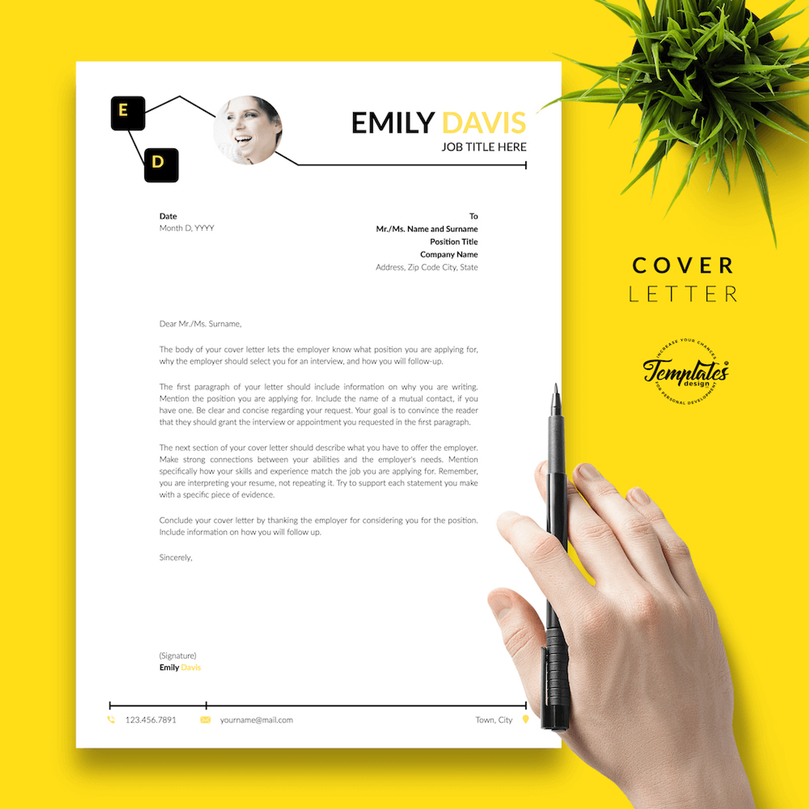 Emily Davis - Creative CV Resume Template with Cover Letter for ...
