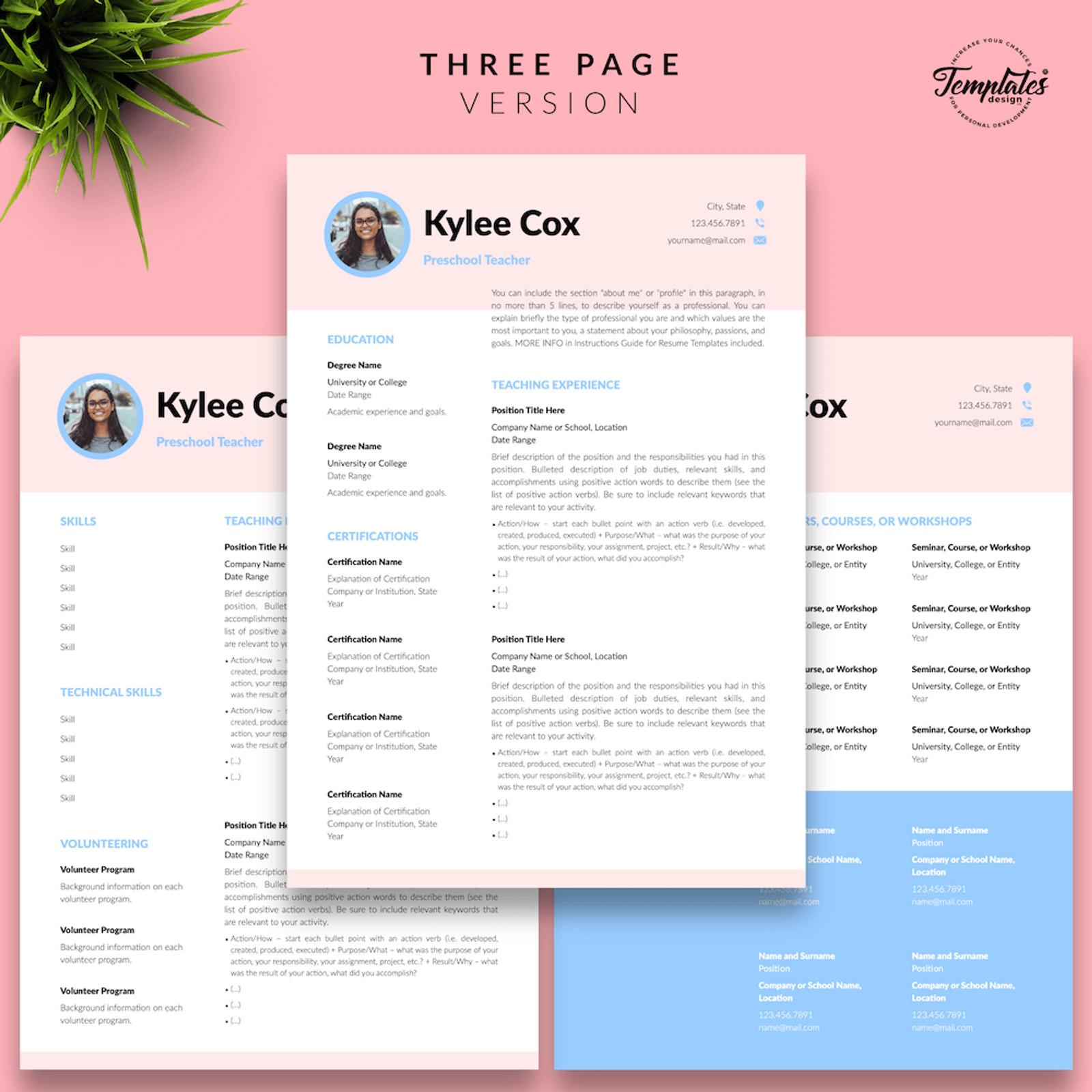 Kylie Cox - Teacher CV Resume Template with Cover Letter for Microsoft ...
