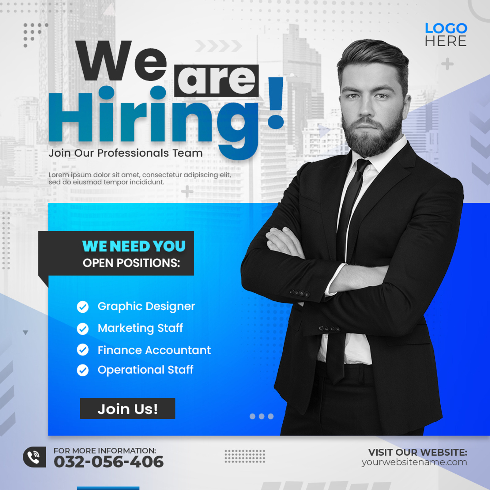 Hiring Job Position Instagram And Facebook Promotion Social Media Post ...
