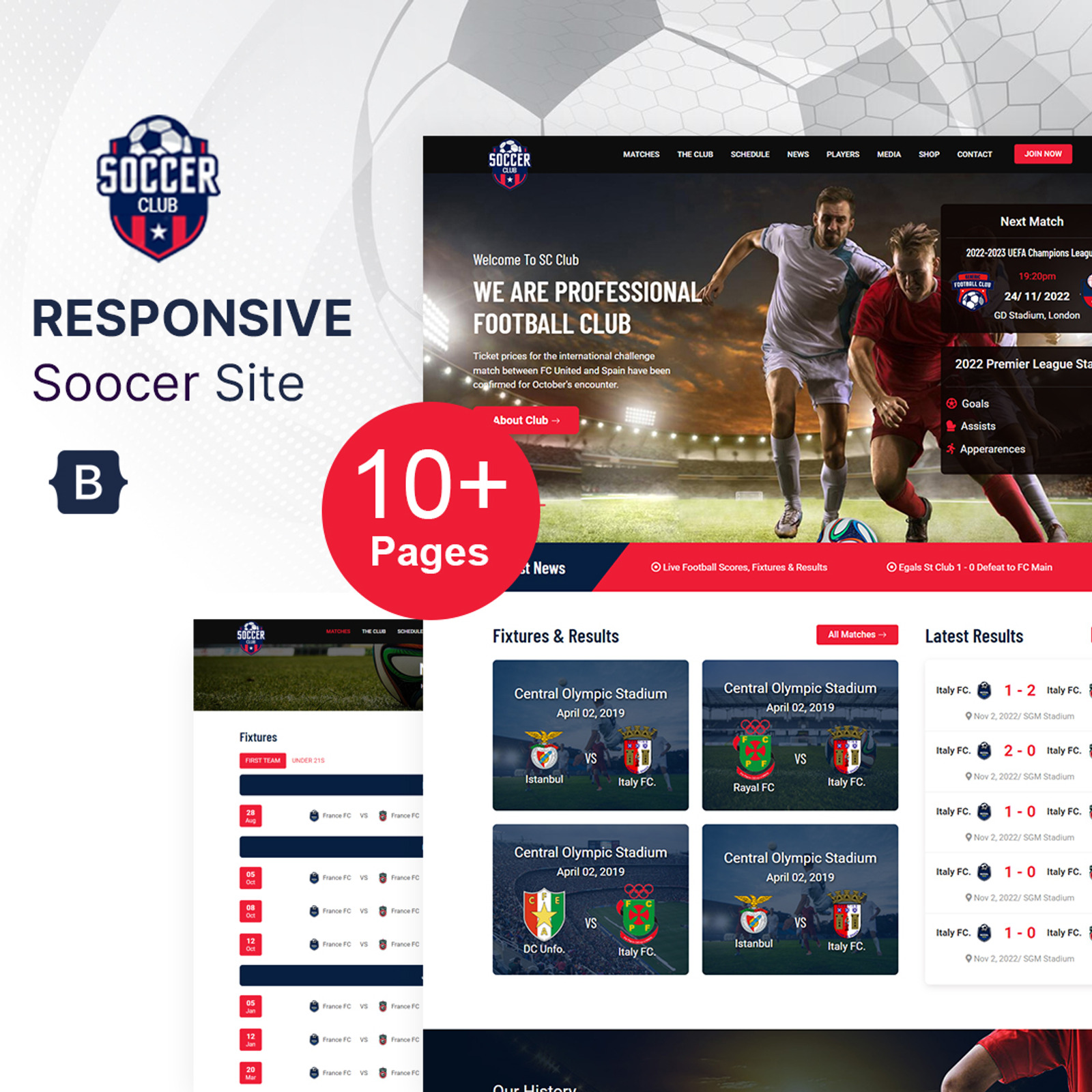 Soccer Club - Football or Sports Club Website HTML Template