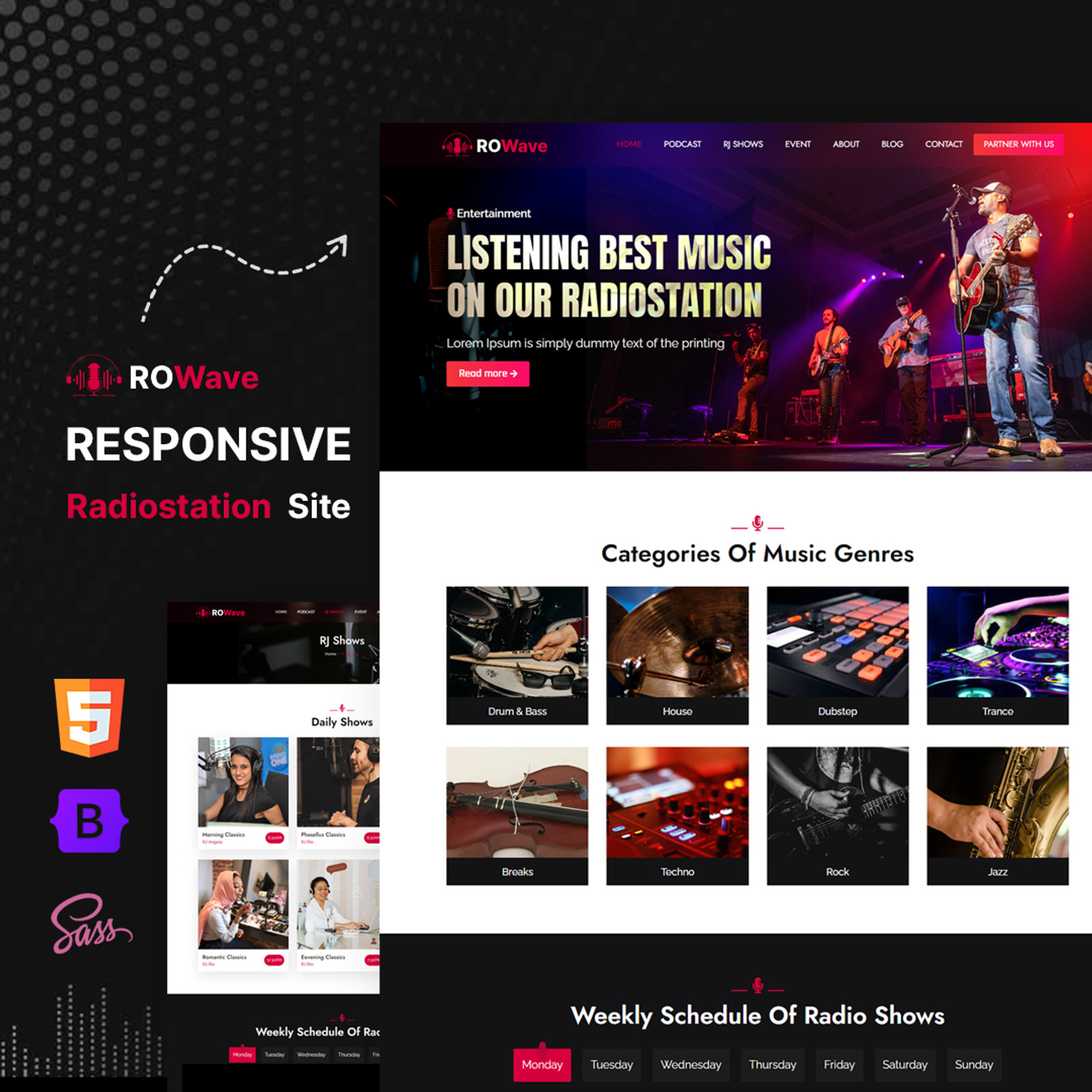 RoWave - Radio Station Podcast Radio Jockey HTML5 Website Template
