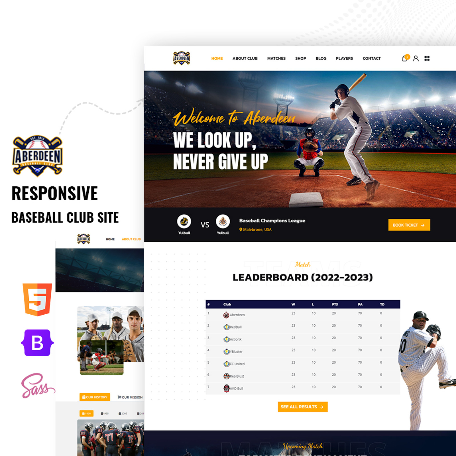 Buzzball - Baseball Sports Multipage HTML5 Website Template