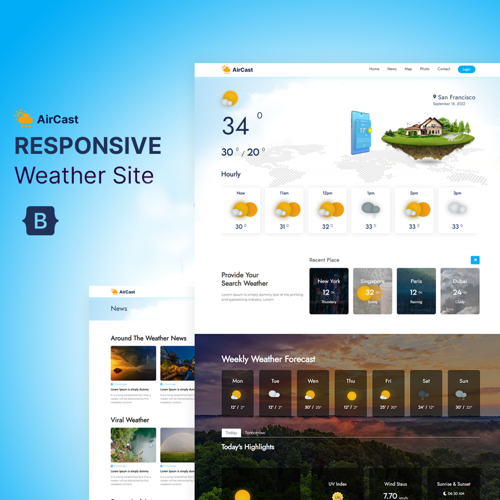 Aircast - Weather Forecast and News HTML5 Website Template
