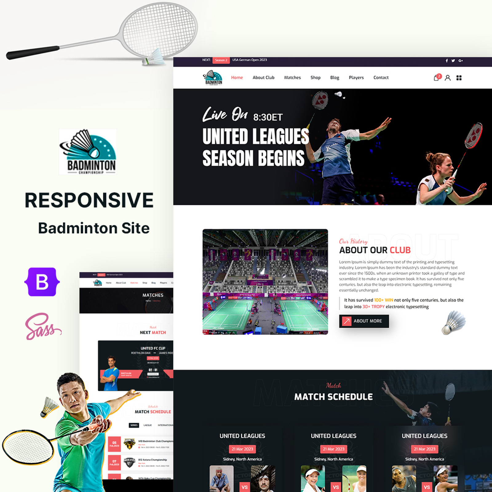 Court Game - Badminton and Racket Sports Website Template