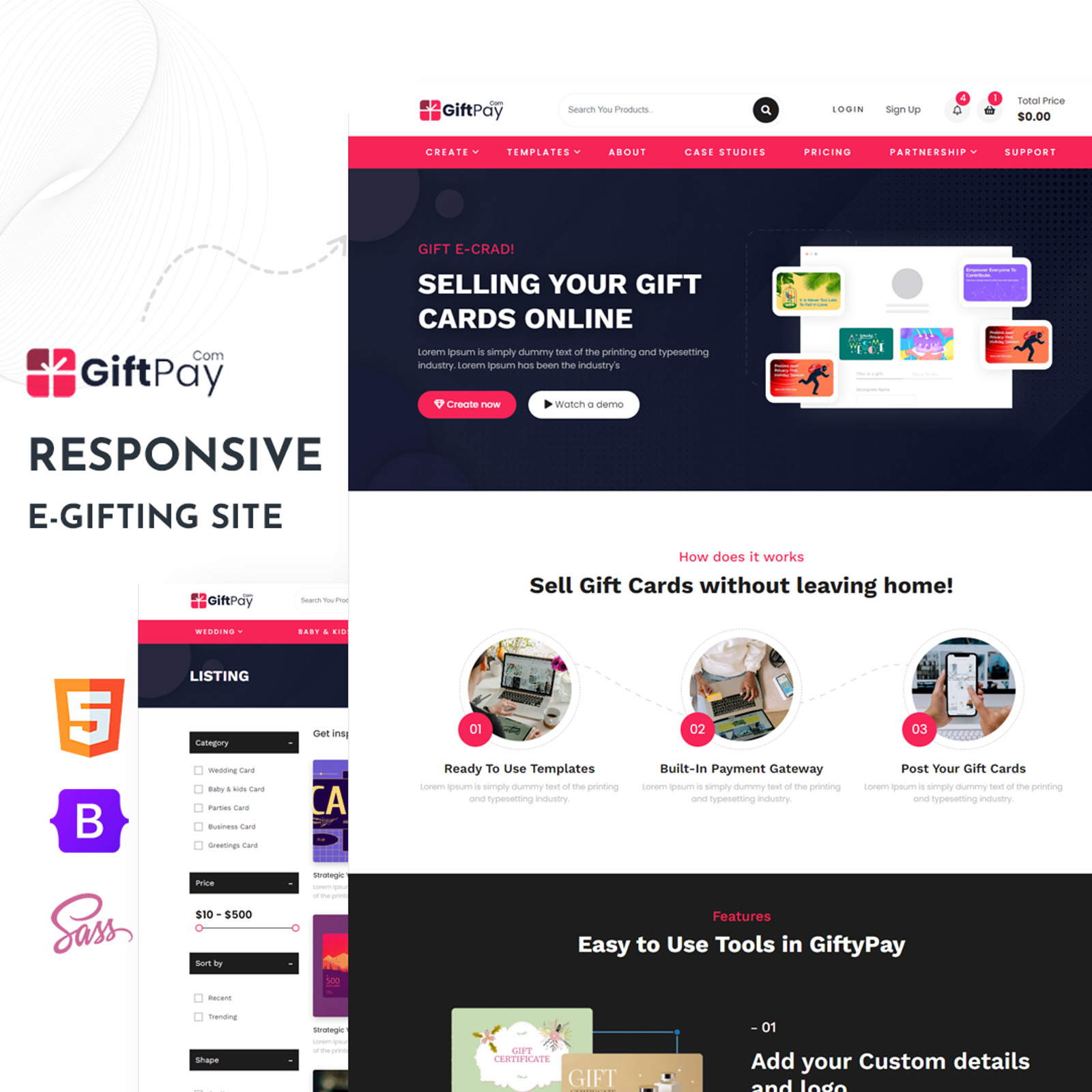 GiftPay - E-cards HTML5 Website Template - TemplateMonster