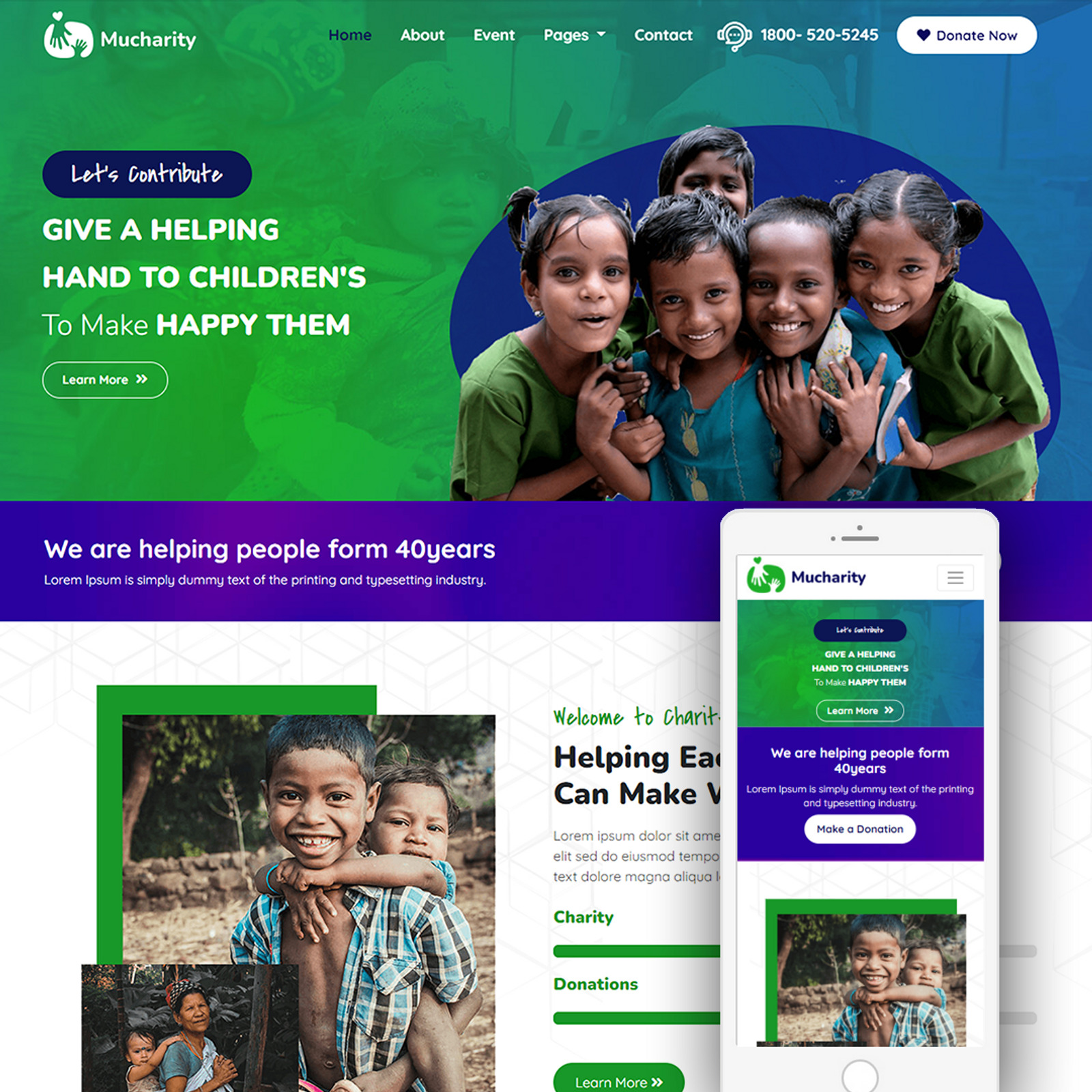 Mucharity - Nonprofit Fundraising/Ngo and Charity HTML5 Website Template