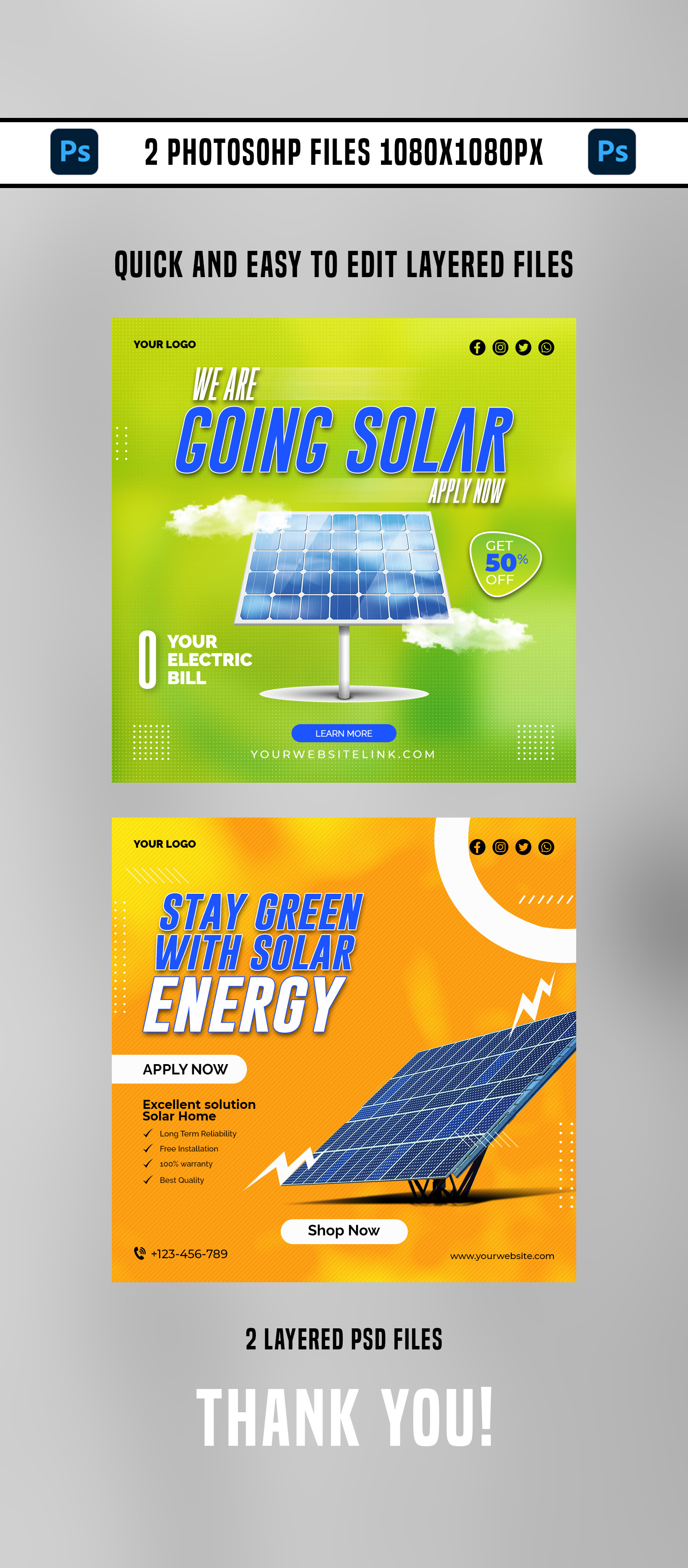 Solar Panel Social Media Template #247586 - TemplateMonster