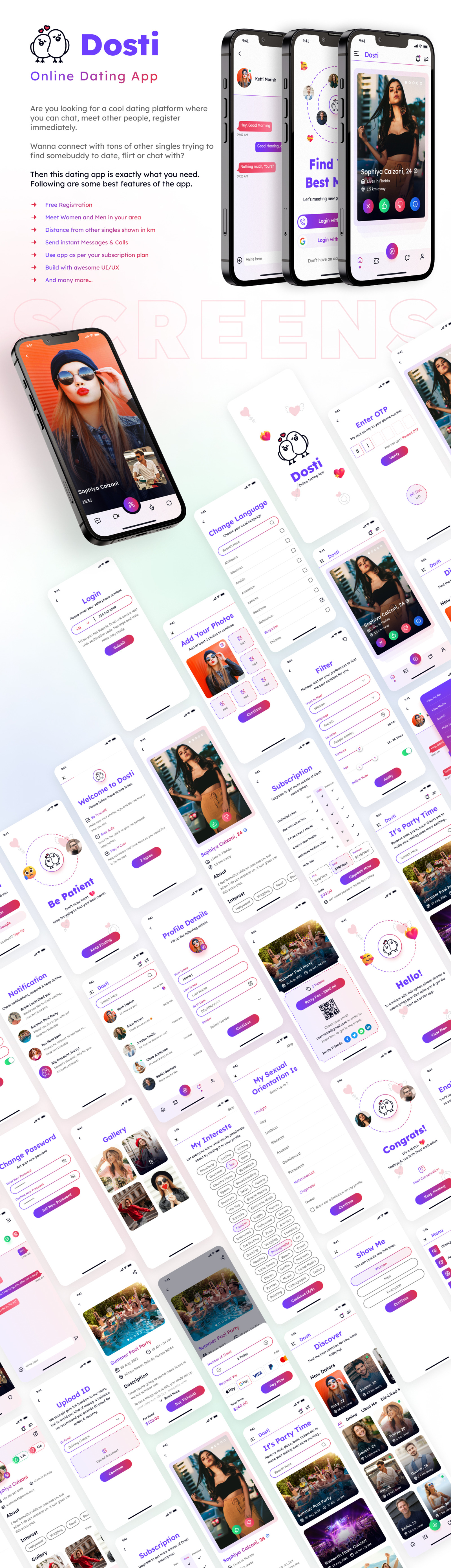 Dosti - Dating App UI Kit Figma Template - TemplateMonster