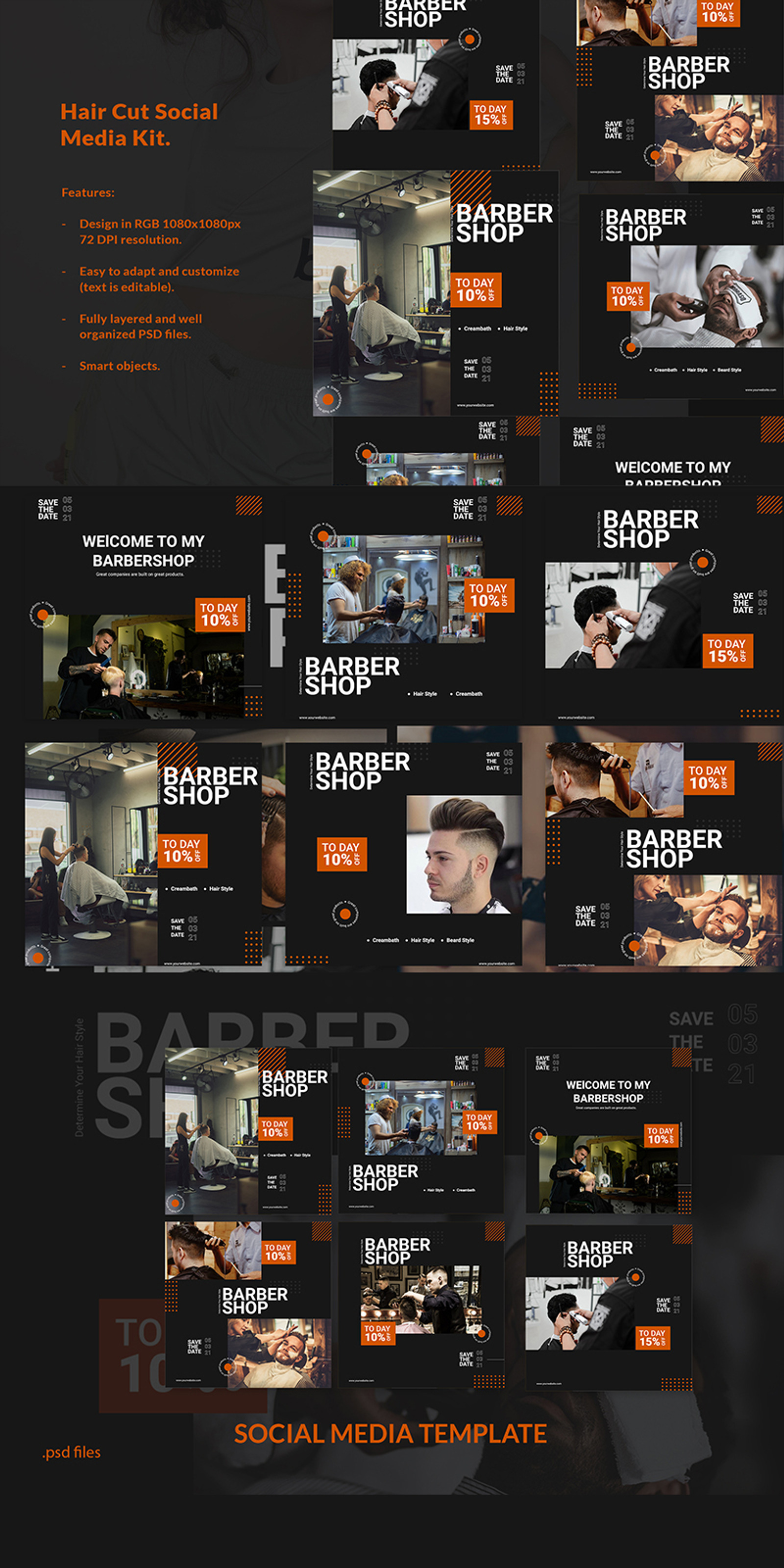 Hair Cut Instagram Post Template #349354 - TemplateMonster