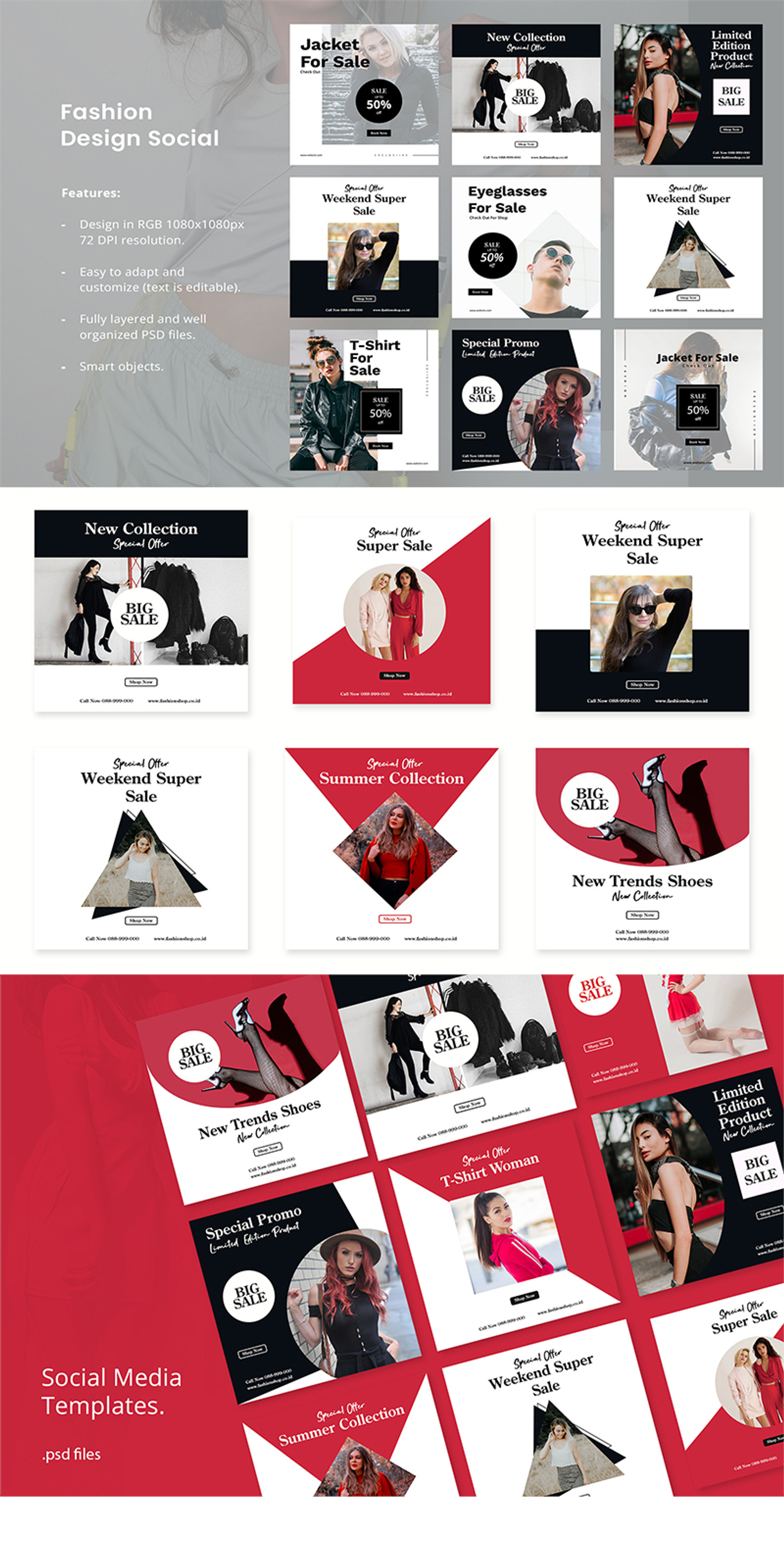 Instagram Post Fashion Template Pack - TemplateMonster