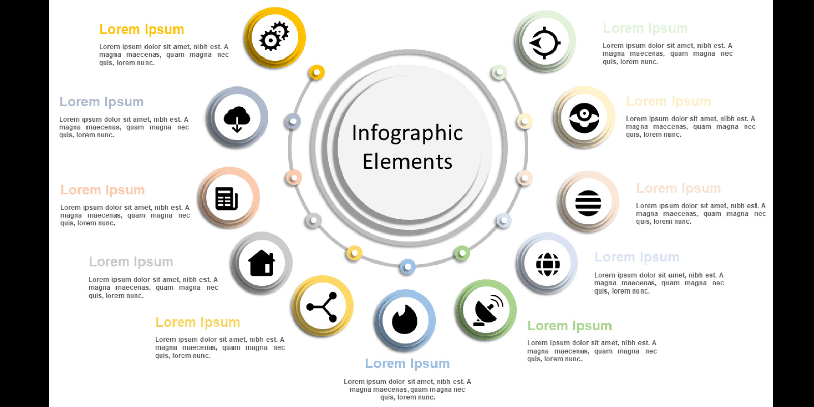 11 Points infographic PowePoint element - TemplateMonster