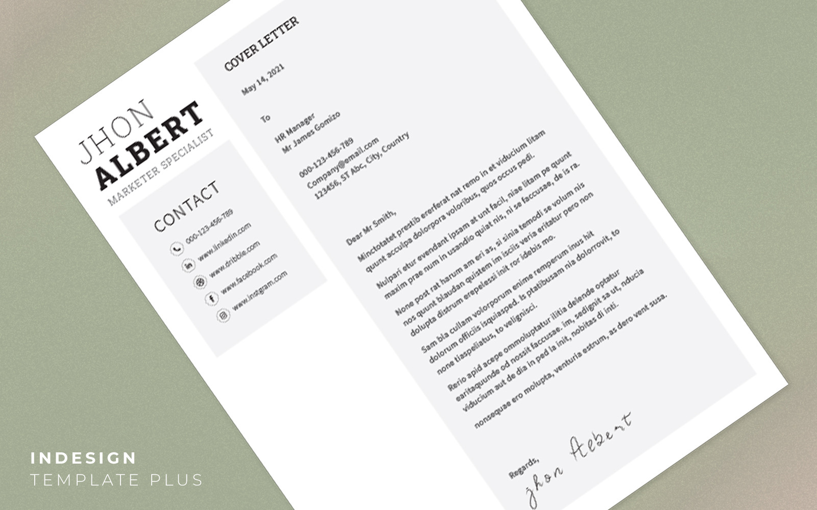 3 Pages Adobe InDesign Resume + Cover Letter Template