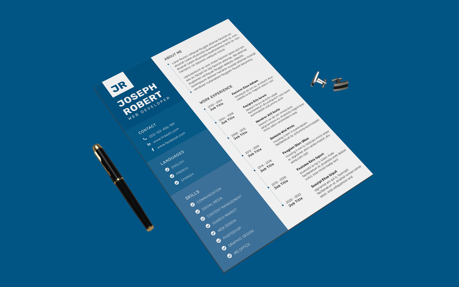 Professional Resume Template InDesign, Word, Affinity Publisher
