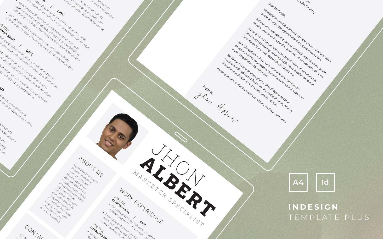 3 Pages Adobe InDesign Resume + Cover Letter Template