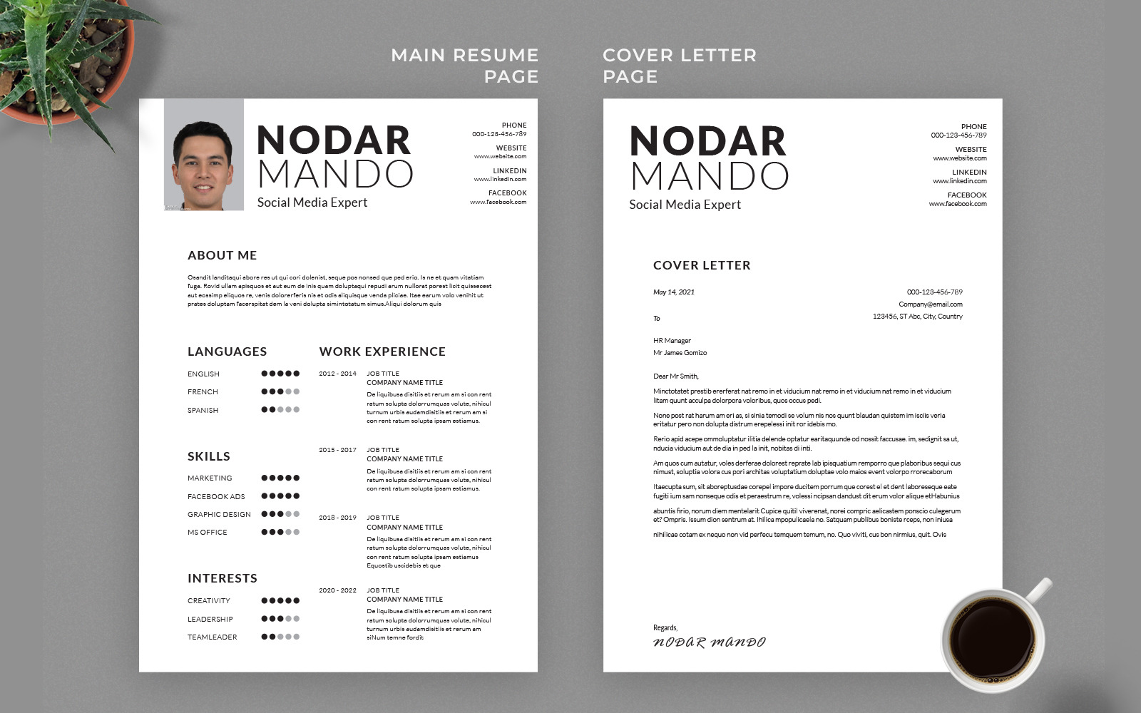 Resume Temple Word, PowerPoint, InDesign, Illustrator, and Affinity ...