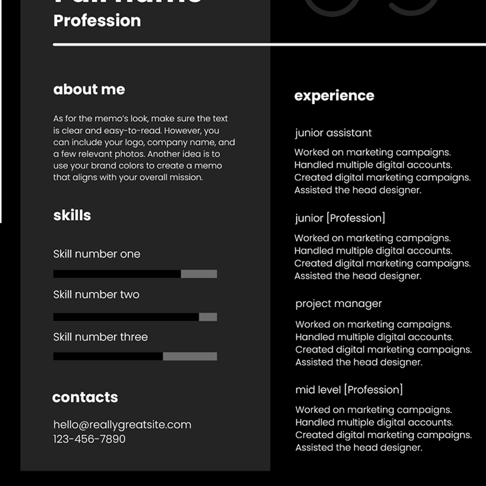 Professional Work Resume Template file - TemplateMonster