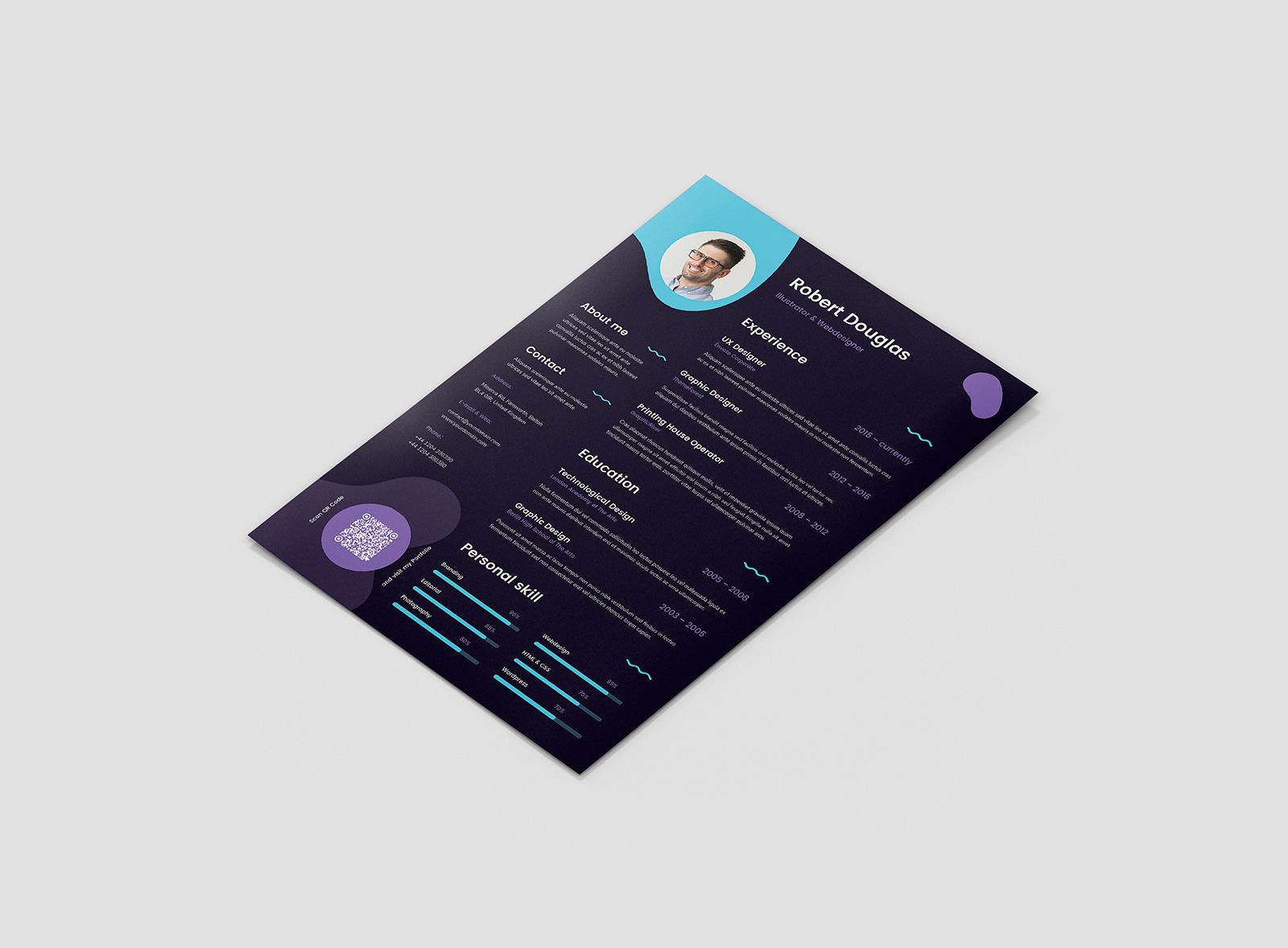 Liquid Resume CV Template Dark Mode #259644 - TemplateMonster