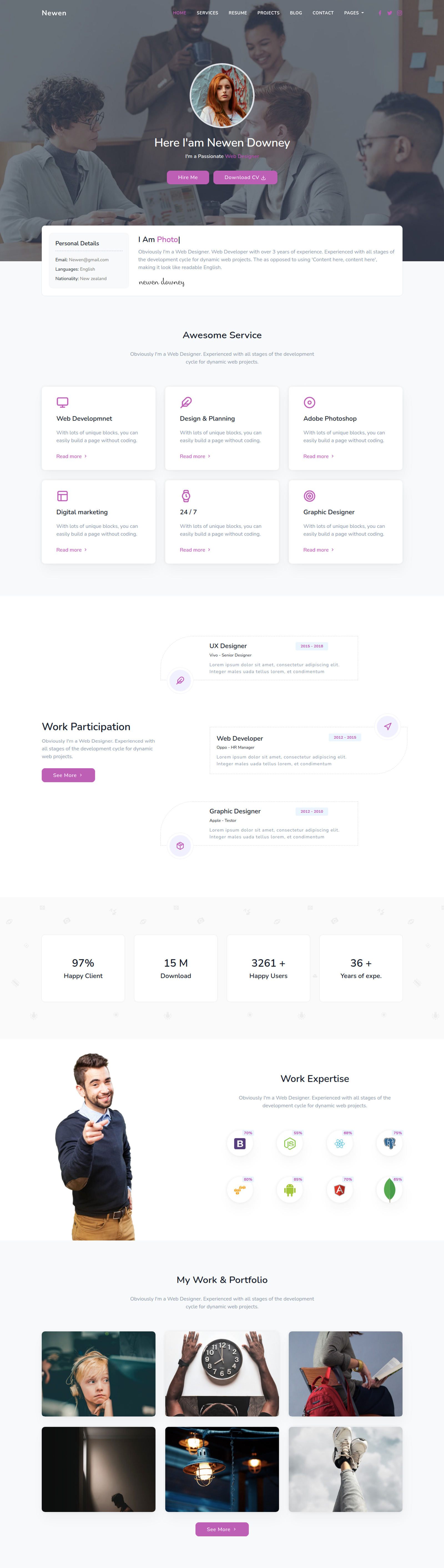 Newen - Personal Portfolio Landing Page Template