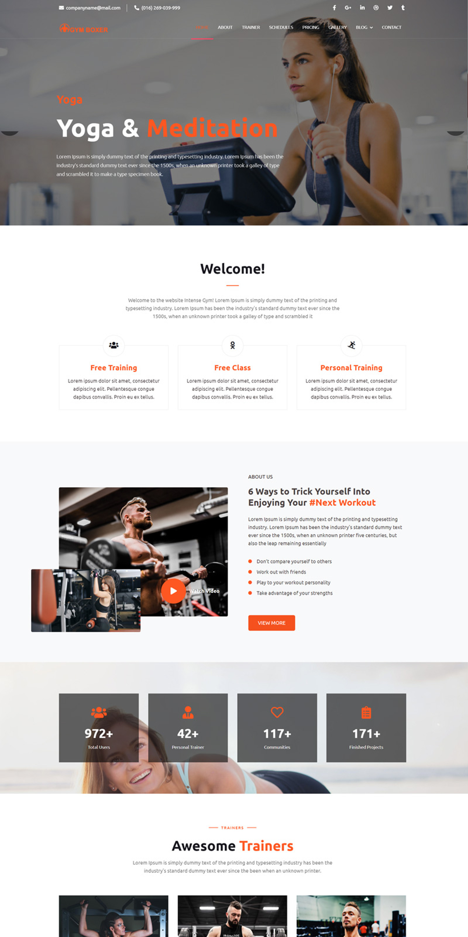 Gym Boxer - Gym Fitness HTML5 Bootstrap Landing Page Template