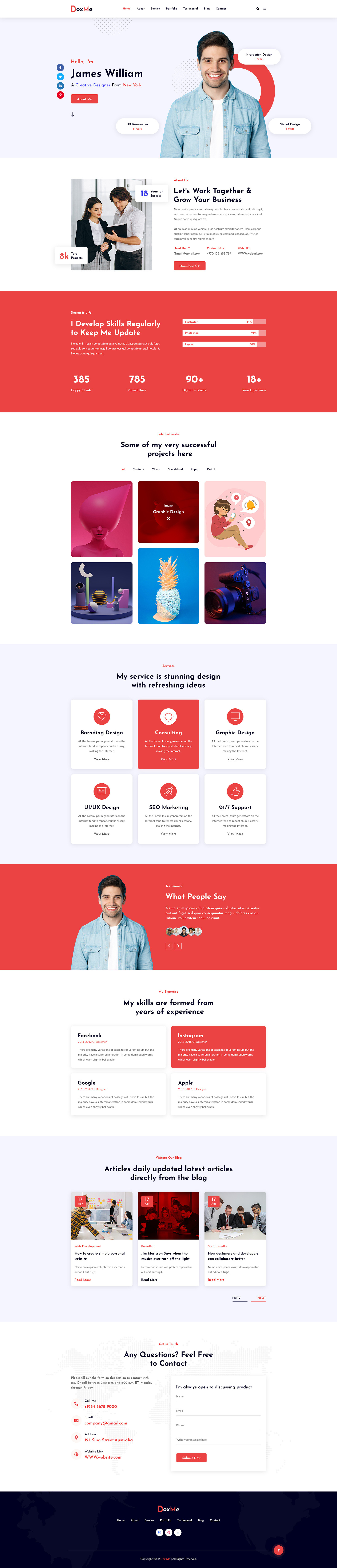 Doxme – Personal Portfolio PSD Template. - TemplateMonster